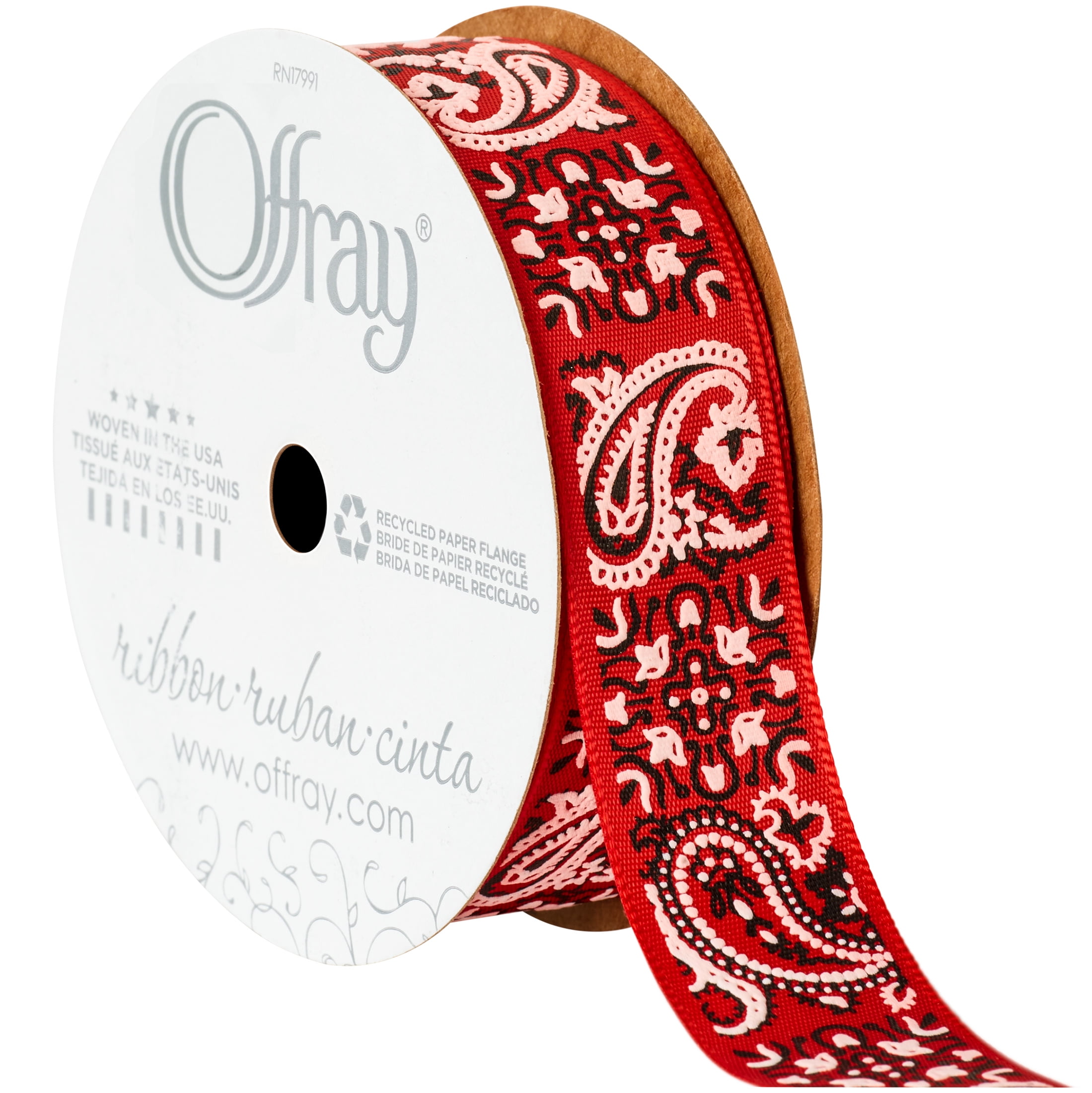 Offray Ribbon, Red 7/8 inch Bandana Satin Ribbon, 9 feet - Walmart.com