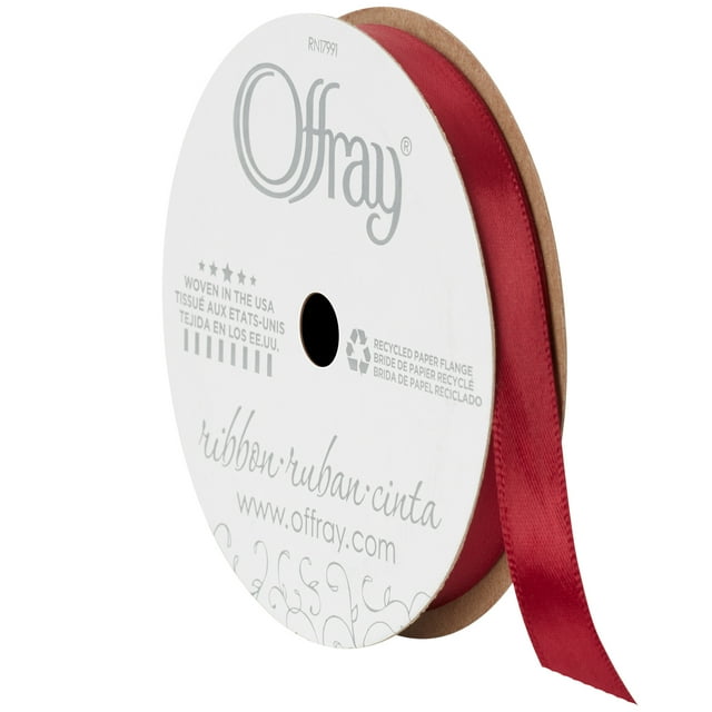 Offray Ribbon, Red Wine 3/8 inch Single Face Satin Polyester Ribbon, 18 ...