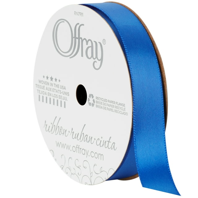 Offray Ribbon, Royal Blue 5/8 inch Single Face Satin Polyester Ribbon ...