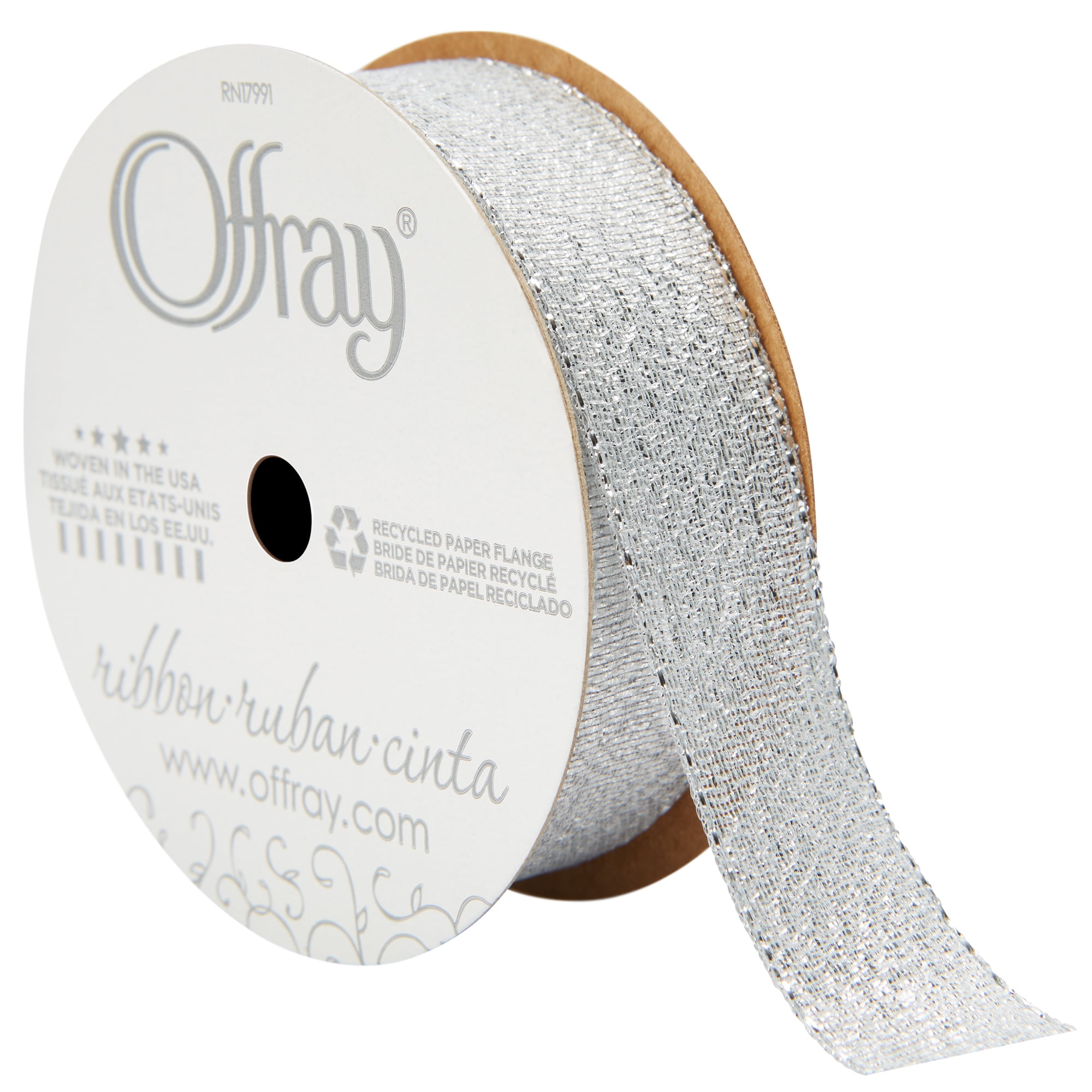 Offray Ribbon, Silver 7/8 inch Galena Ribbon,, 9 feet - Walmart.com