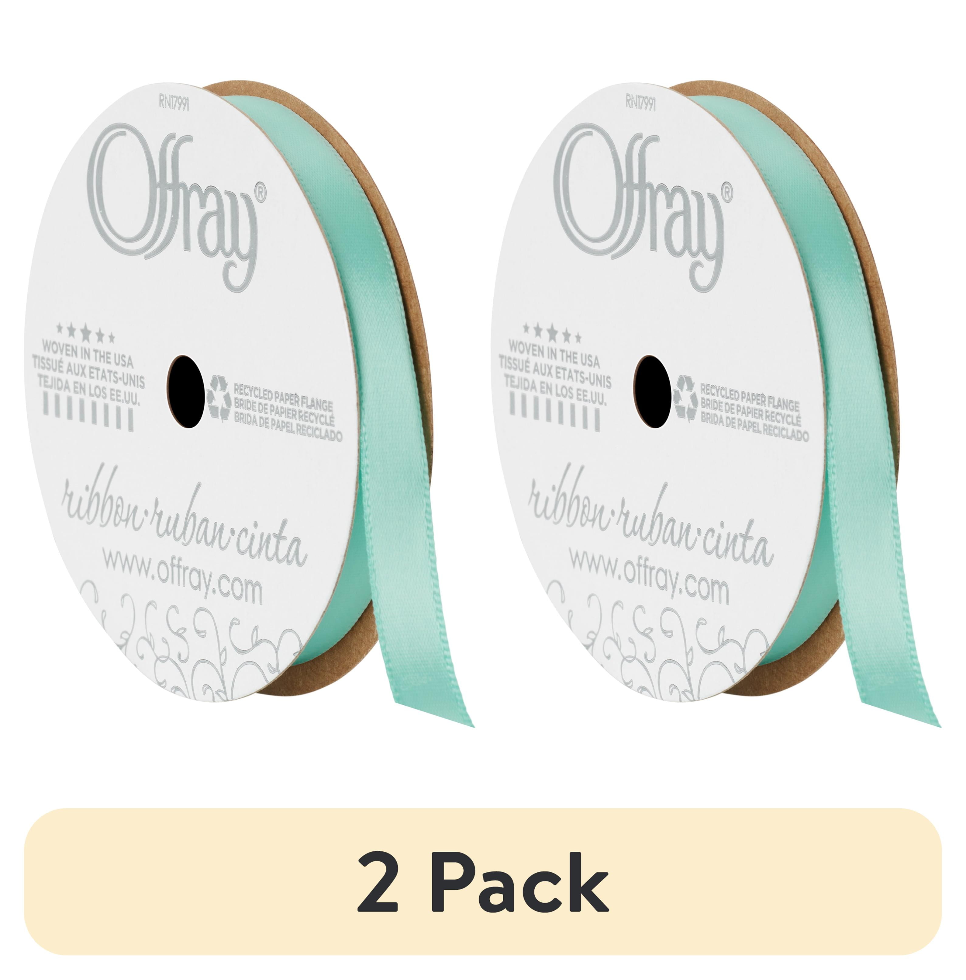 (2 pack) Offray Ribbon, Single Face Satin Ribbon, Aqua, 3/8" x 18 feet ...