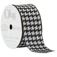 Offray Ribbon, White 1 1/2 inch Wired Houndstooth Woven Ribbon, 9 feet ...
