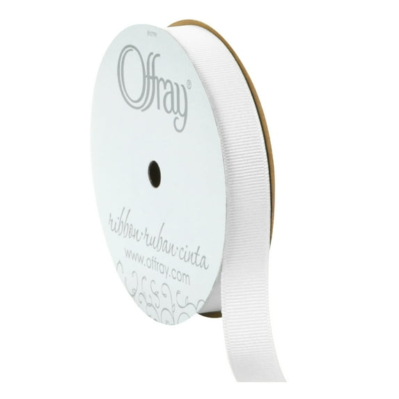 Offray Ribbon, White 5/8 inch Grosgrain Polyester Ribbon for Sewing ...