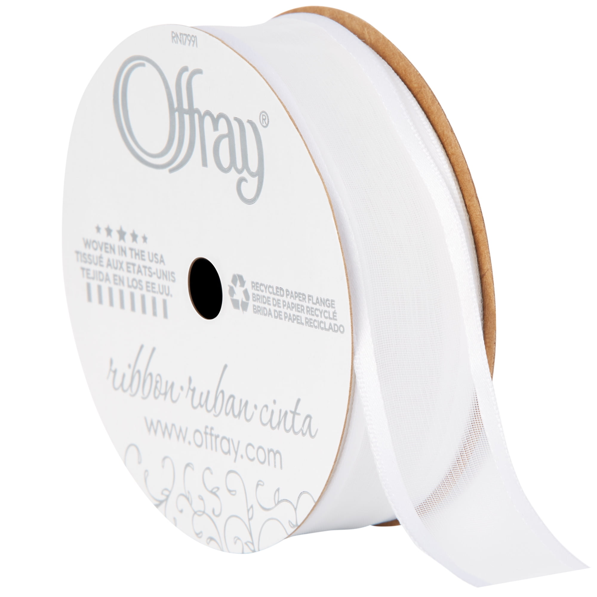 Offray White 7/8 inch Arabesque Ribbon for Craft Sewing Gift Party Home ...