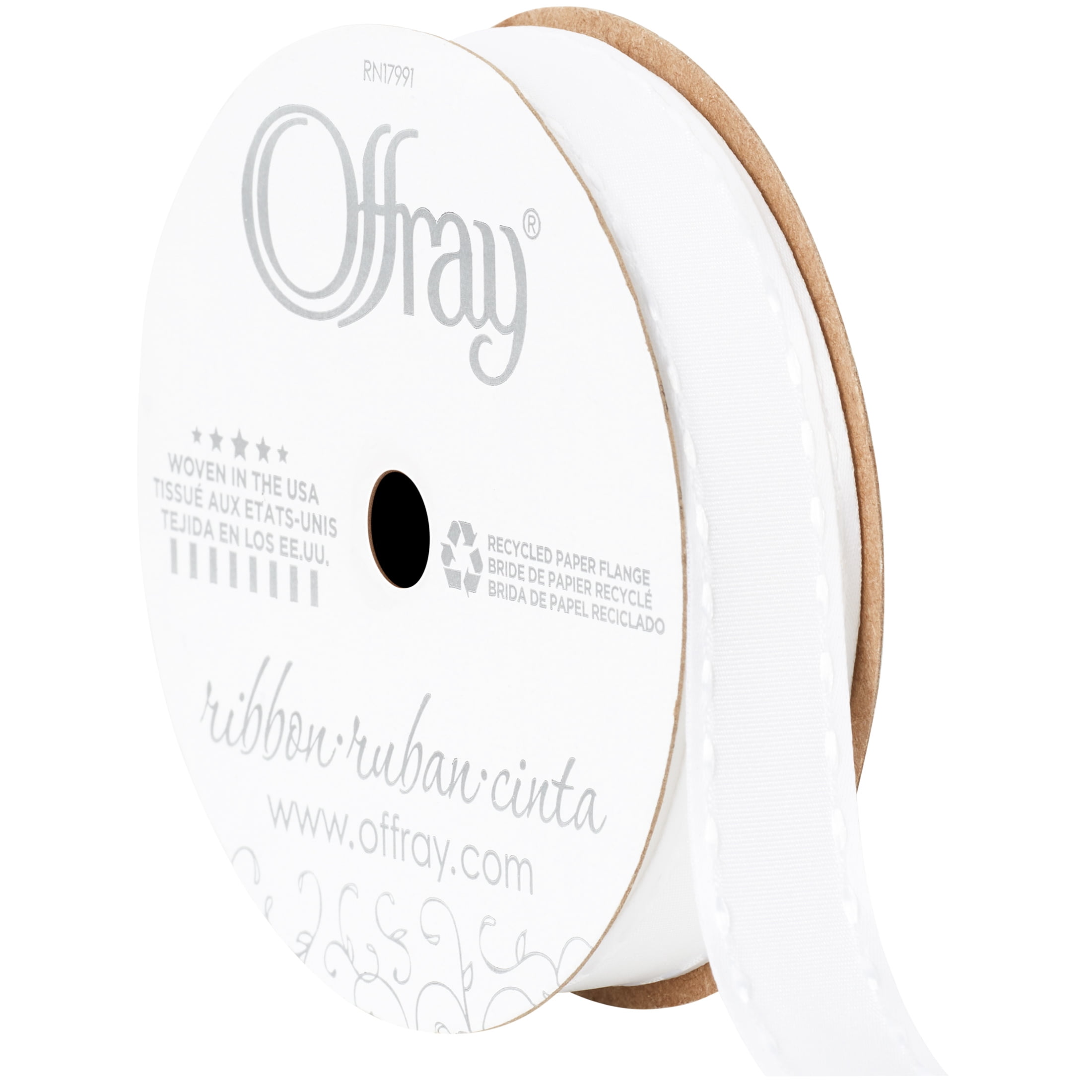 Offray Ribbon, White 7/8 inch Satin Ribbon, 9 feet - Walmart.com
