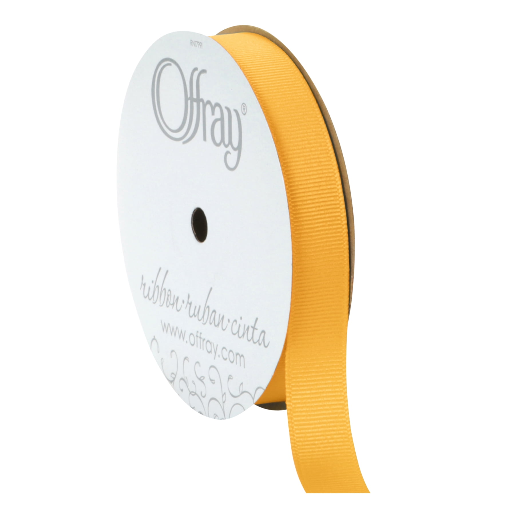 Offray Ribbon, Yellow Gold 5/8 inch Grosgrain Polyester Ribbon, 18 feet ...