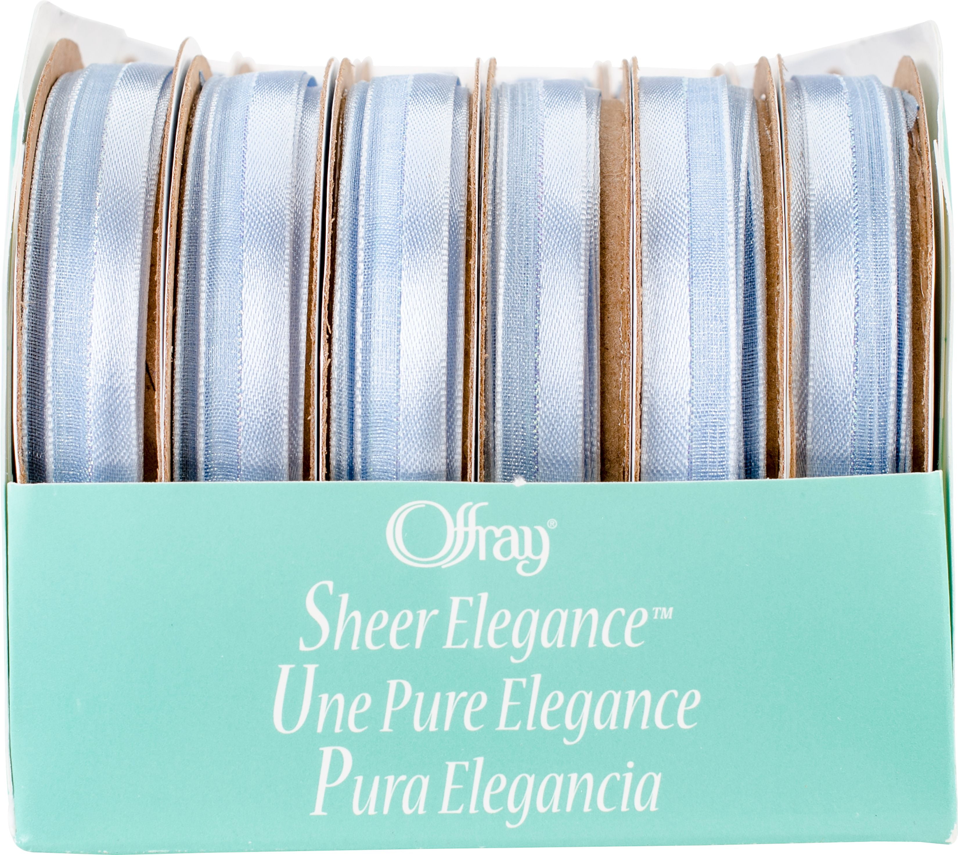 Offray Sheer Elegance Boxed Ribbon Assortment 24/Pkg-Light Blue ...