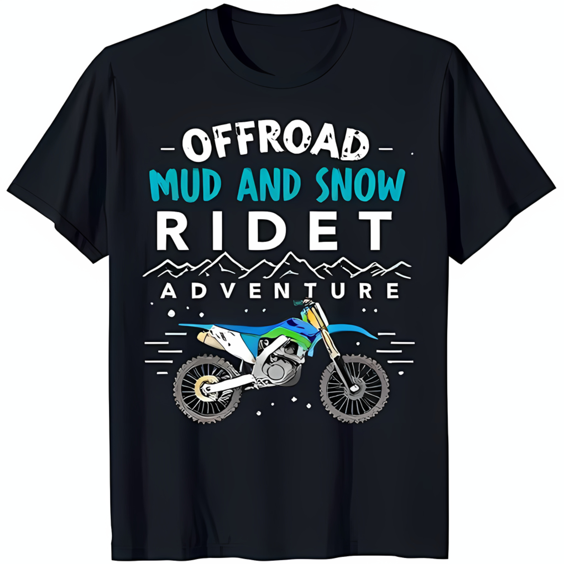 Offroad Mud and Snow RideT Adventure Black T-Shirt with Motocross ...