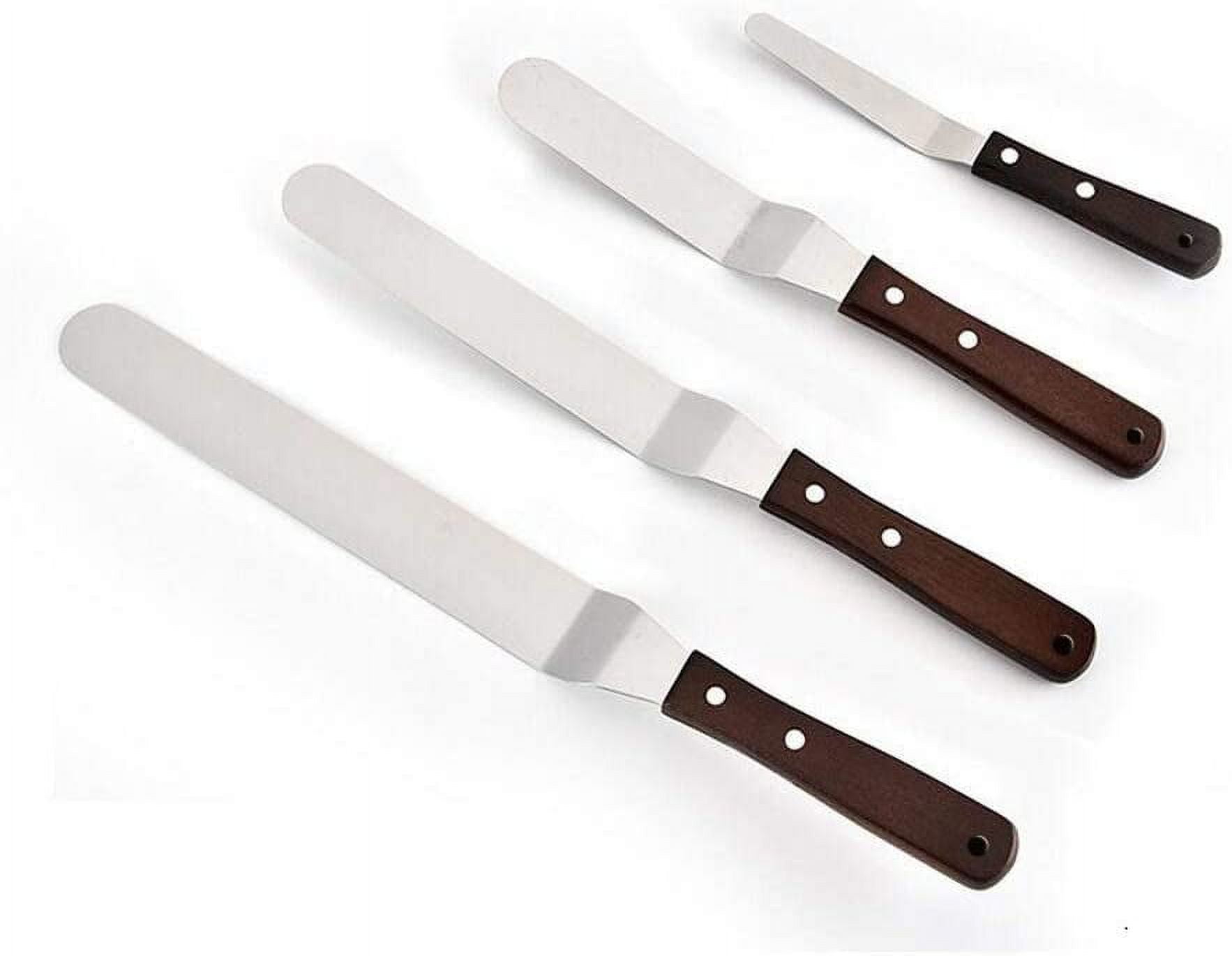 Offset Cake Icing Spatula Set of 4- Professional Stainless Steel Cake ...