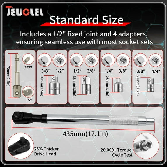 Offset Extension Wrench for Electric Drill, with 4 Socket Adapters and ...