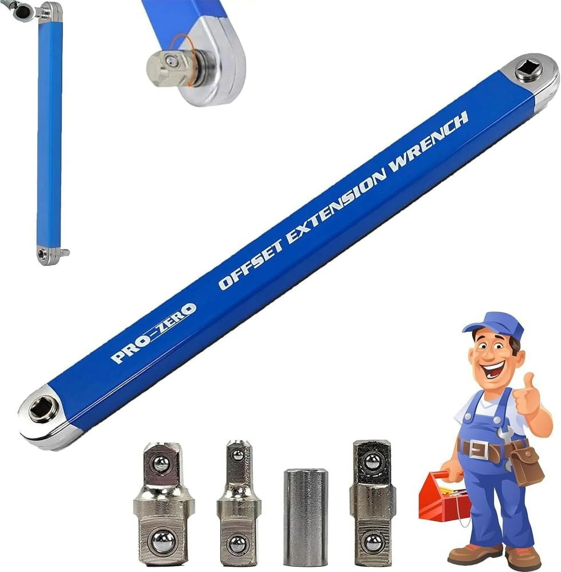 Offset Extension Wrench - Zero Degree Ratchet, with 1/2", 1/4" and 3/8 ...
