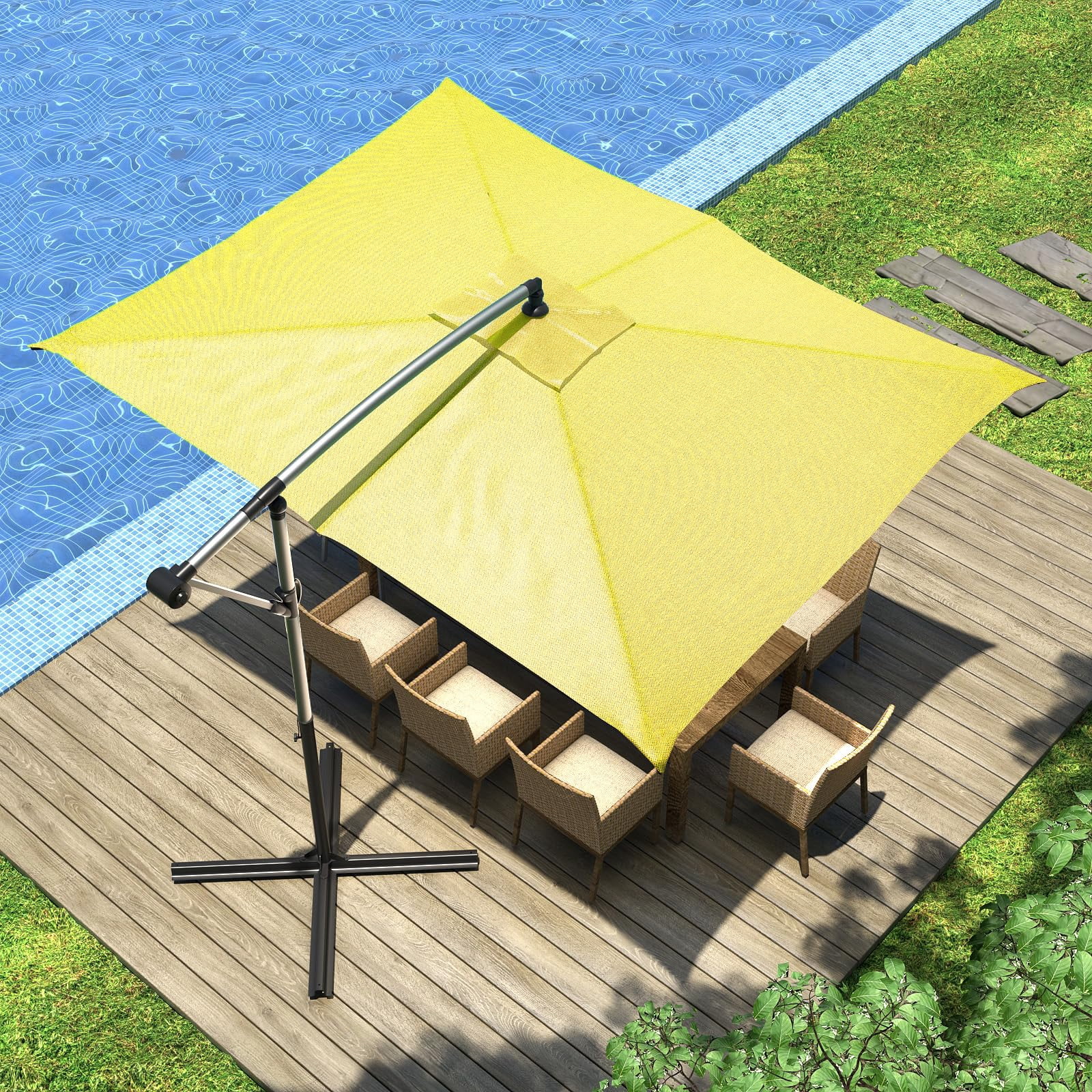 Offset Patio Umbrella 9FT 10FT 9X11.5FT, 360 Degree Rotating Cantilever ...