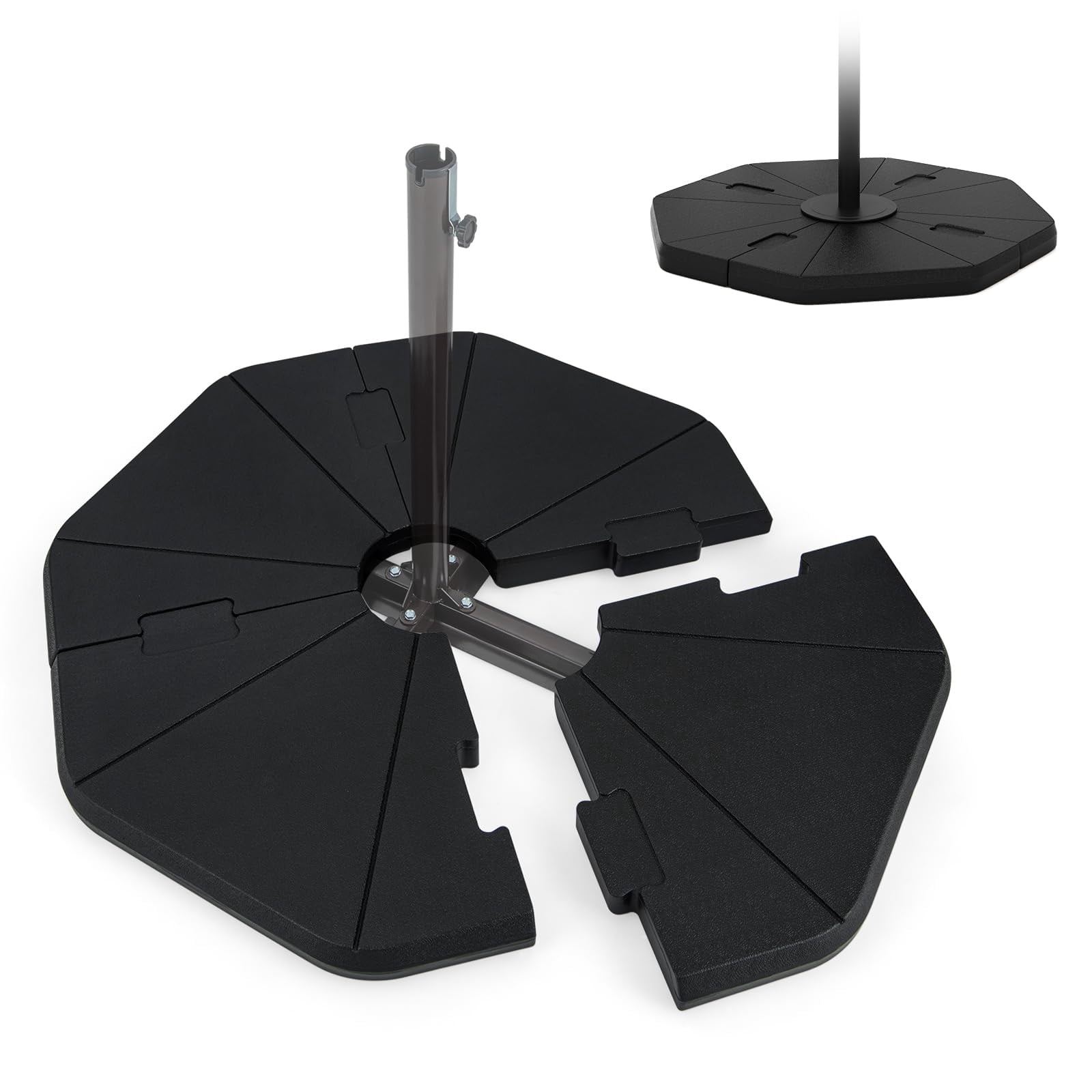 Offset Patio Umbrella Stand, 4 Hexagonal Plates 208 lbs Capacity ...