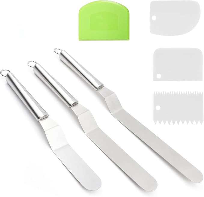 ZSMHUA, Cake Icing Spatula Set, 6, 8, 10 inch blades, stainless steel ...