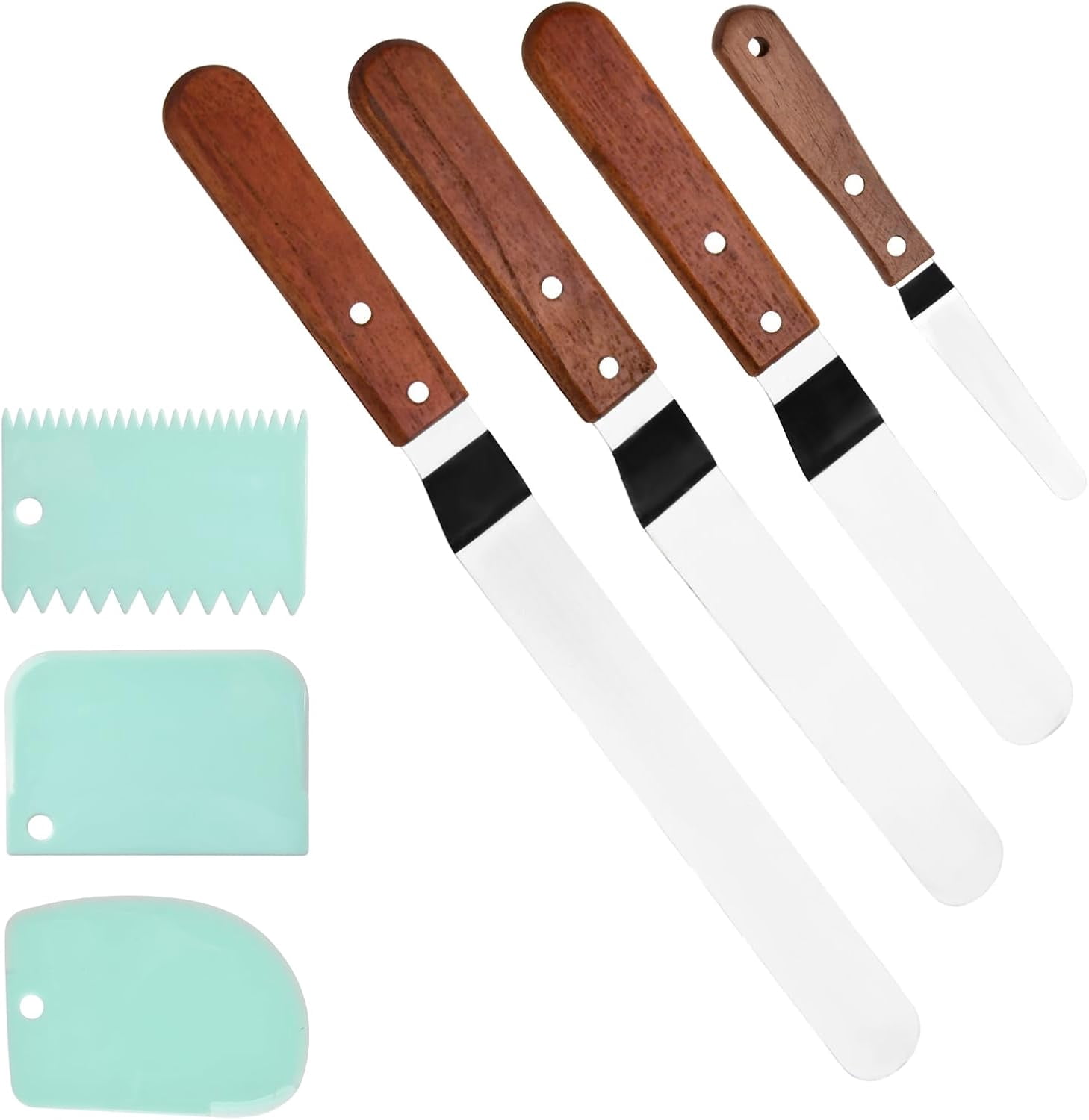 Offset Spatula Set, Stainless Steel Cakes Icing Spatula with Wooden ...