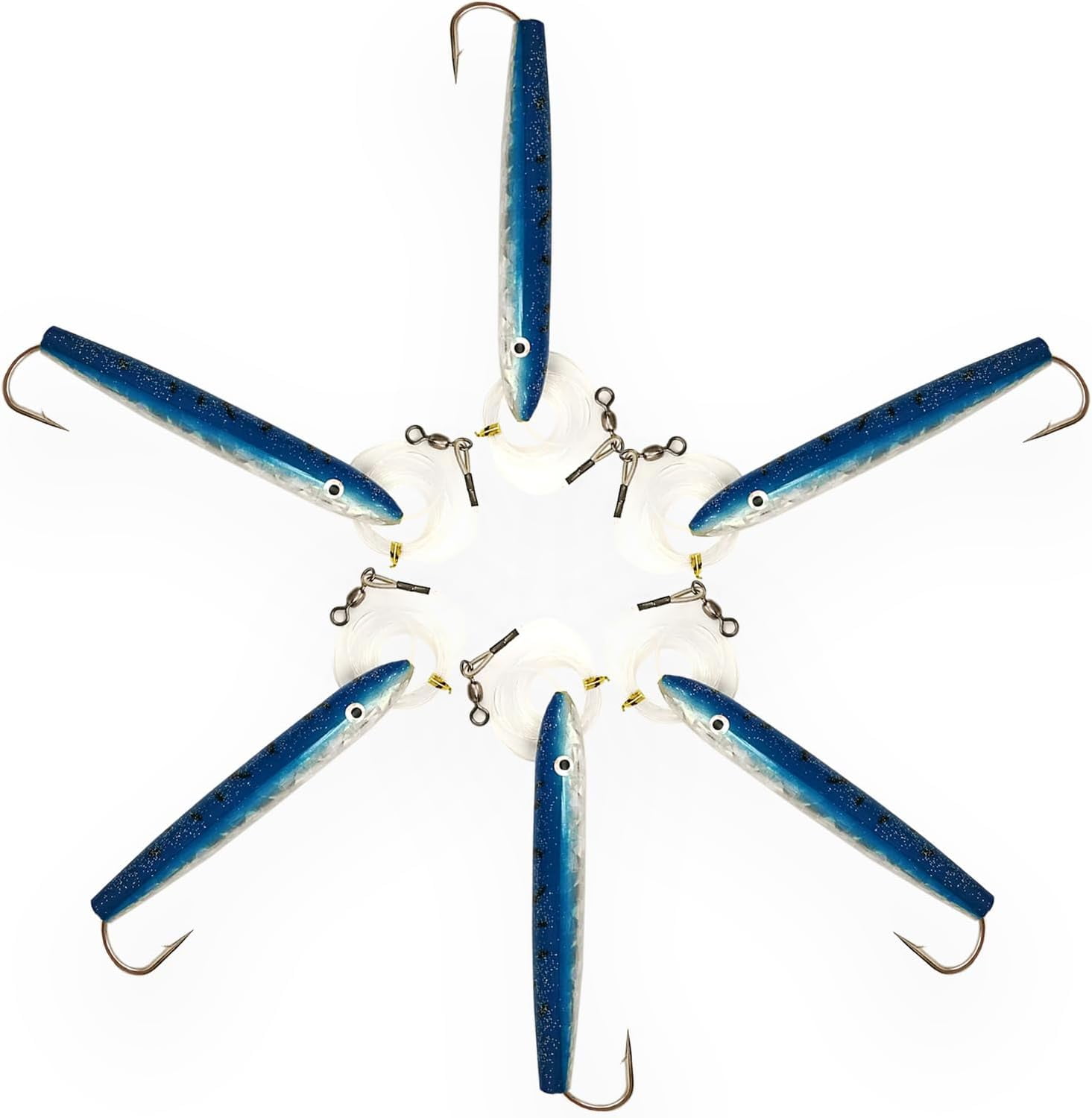 Offshore Trolling Cedar Plug Lures - 6" Rigged Mylar Plugs for ...