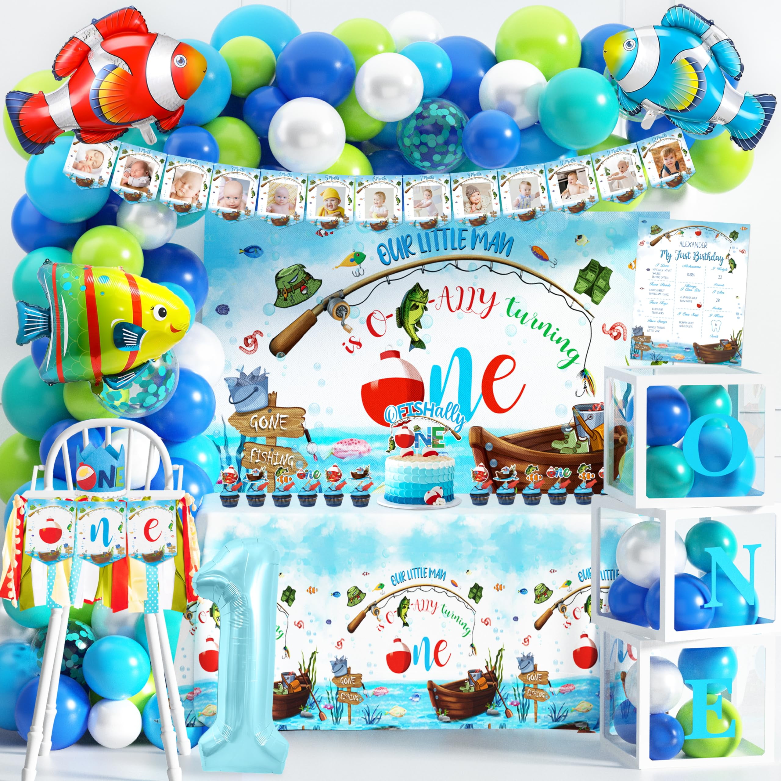 Ofishally One First Birthday RRF12 Decorations Gone Fishing 1st ...