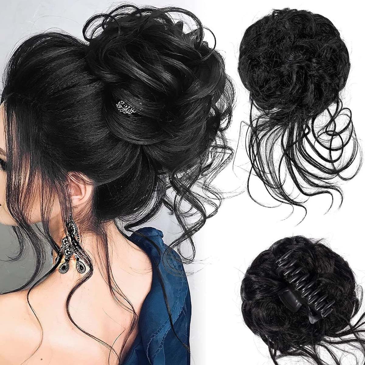 Ofocase Claw Clip Messy Bun Wavy Curly Hair Piece, Chignon Ponytail ...