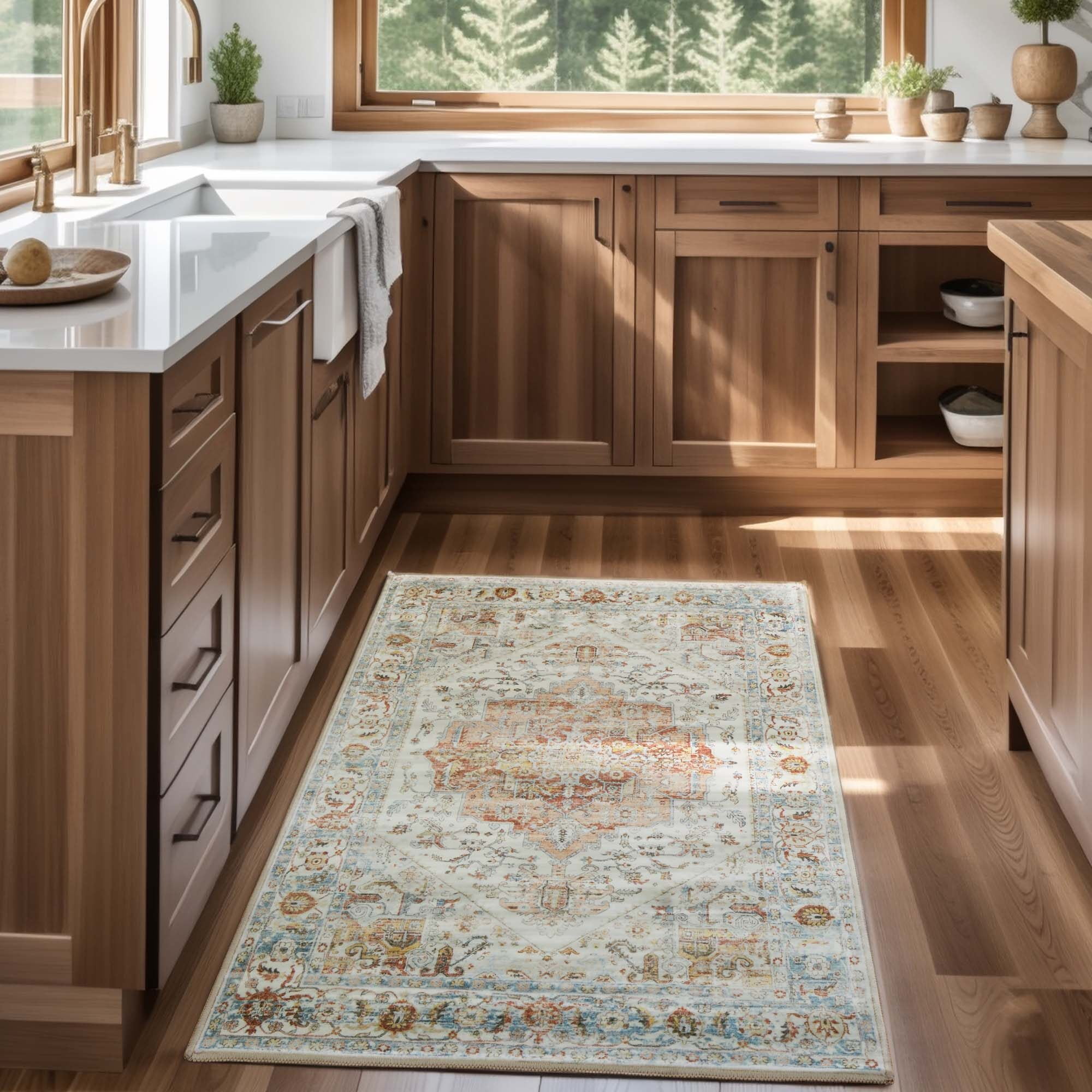 Ofoor Area Rugs for Doorway 3'x5' Washable Rugs Retro Large Area Rug ...