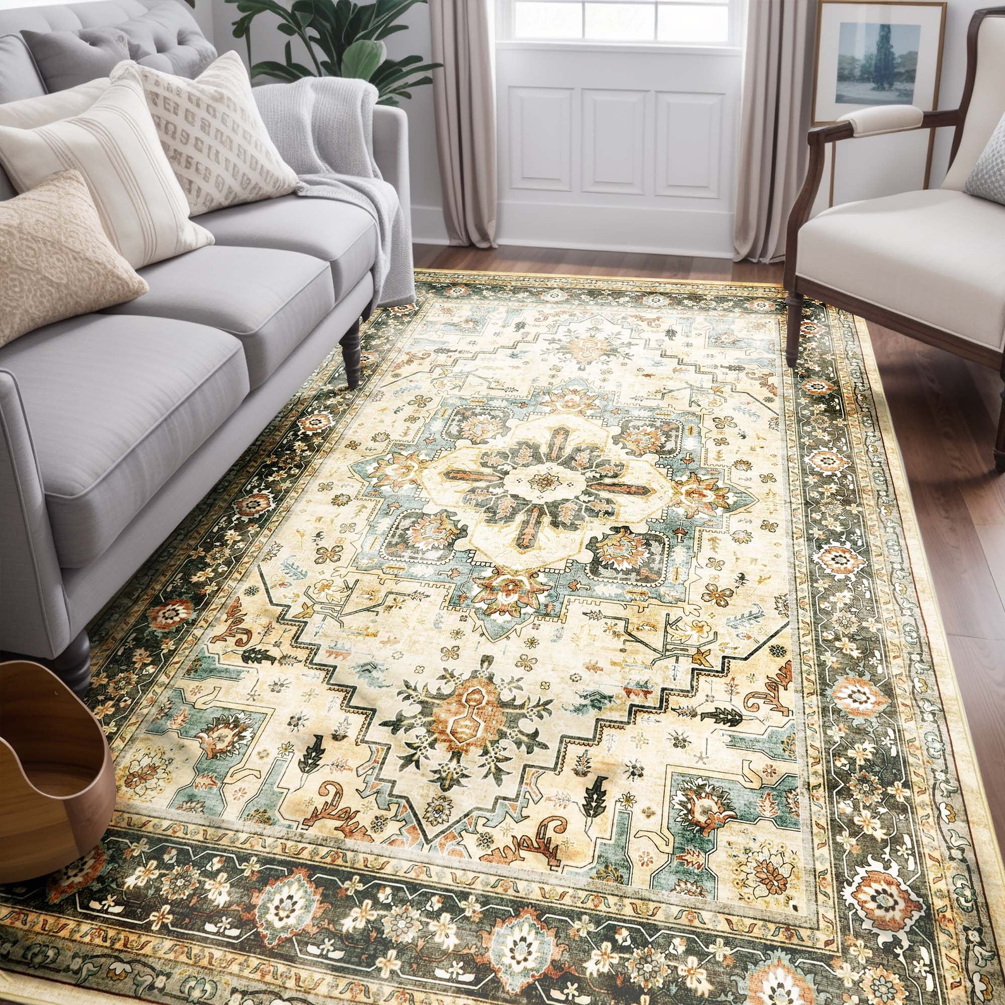 Ofoor Area Rugs for Living Room 5'x7' Washable Rugs Retro Large Area ...