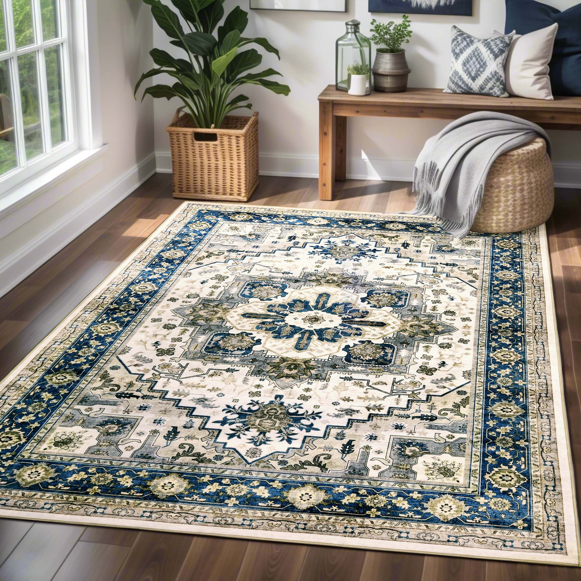 Ofoor Area Rugs for Living Room 6'x9' Washable Rugs Retro Large Area ...