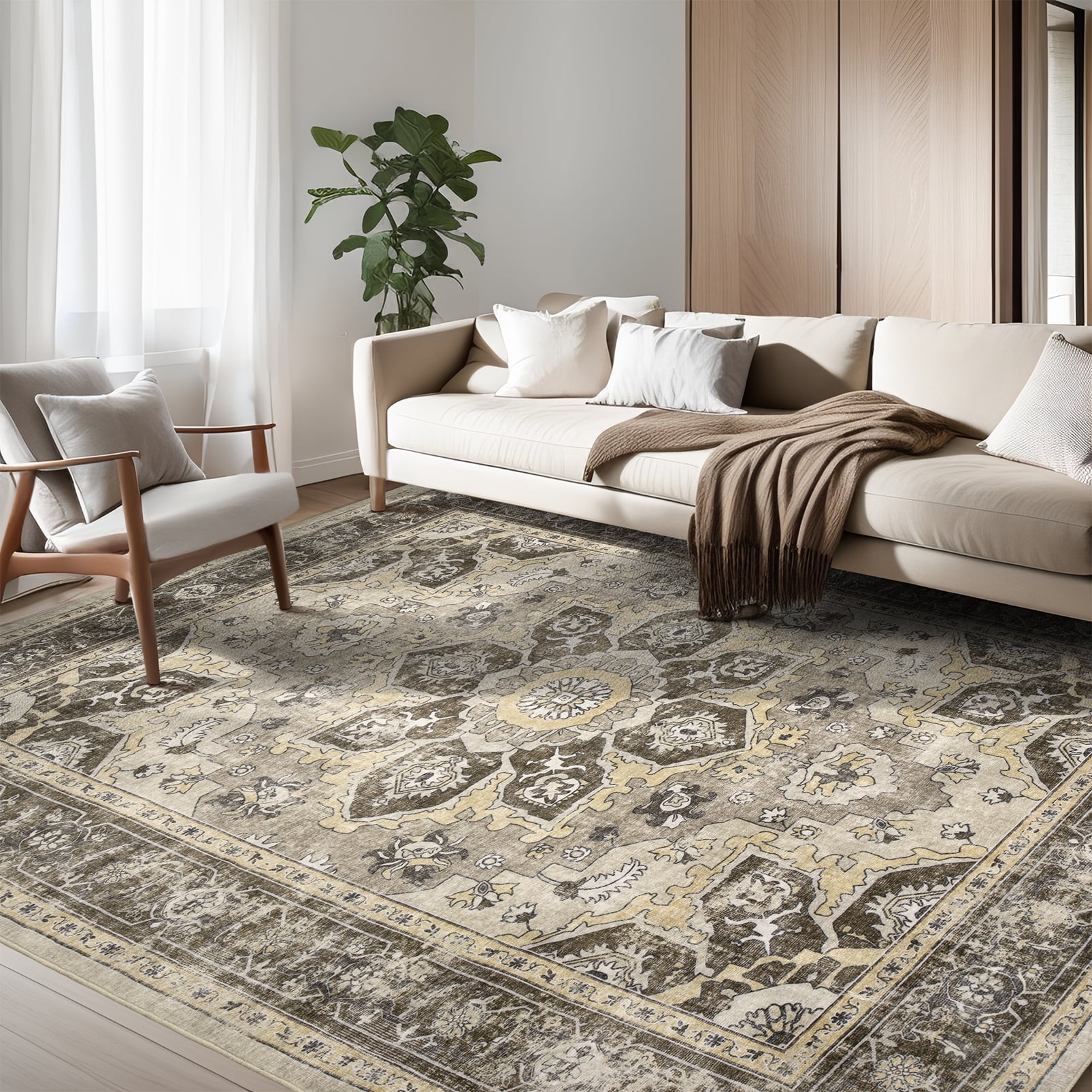 Ofoor Area Rugs for Living Room 6'x9' Washable Rugs Retro Large Area ...