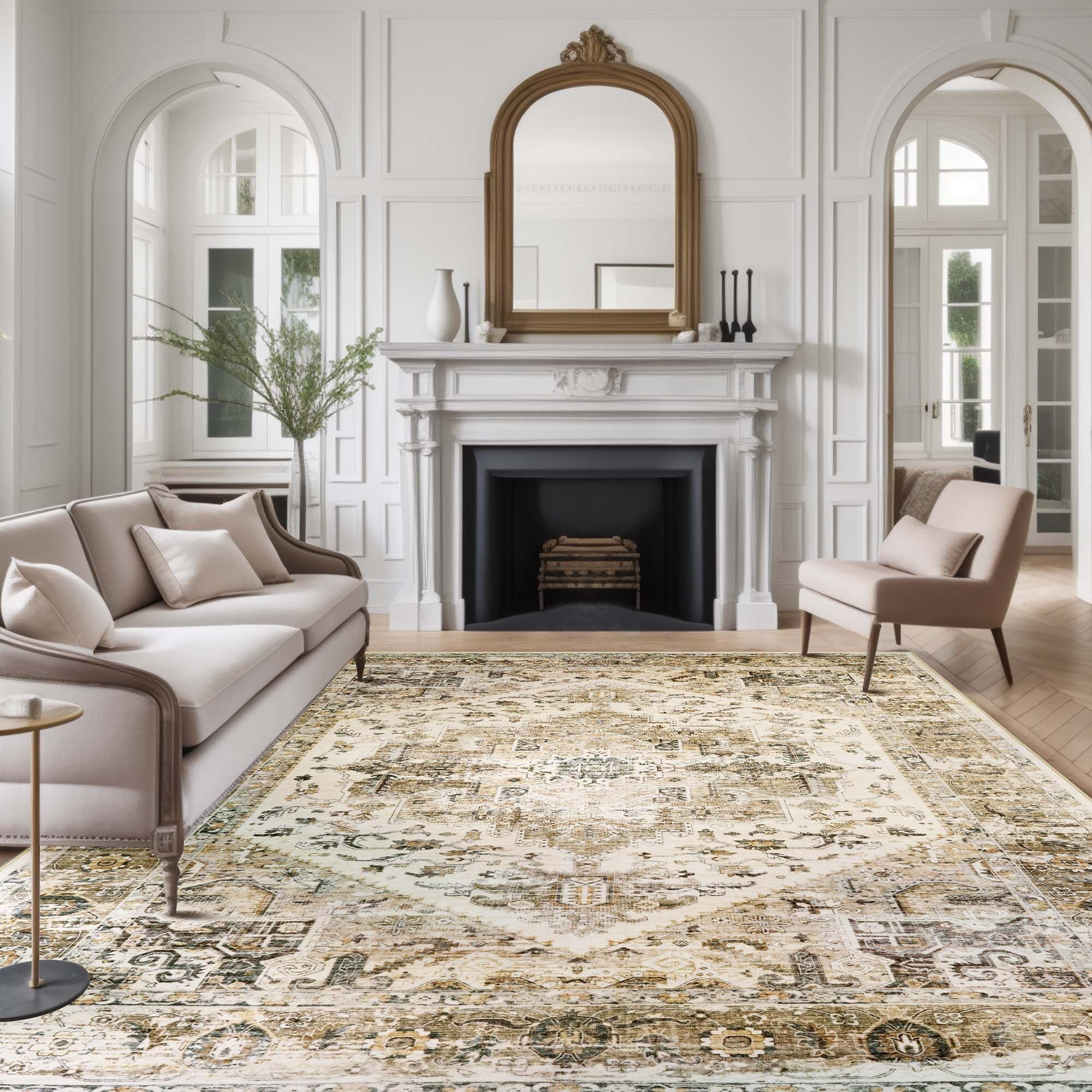 Ofoor Area Rugs for Living Room 8'x10' Washable Rugs Retro Large Area ...