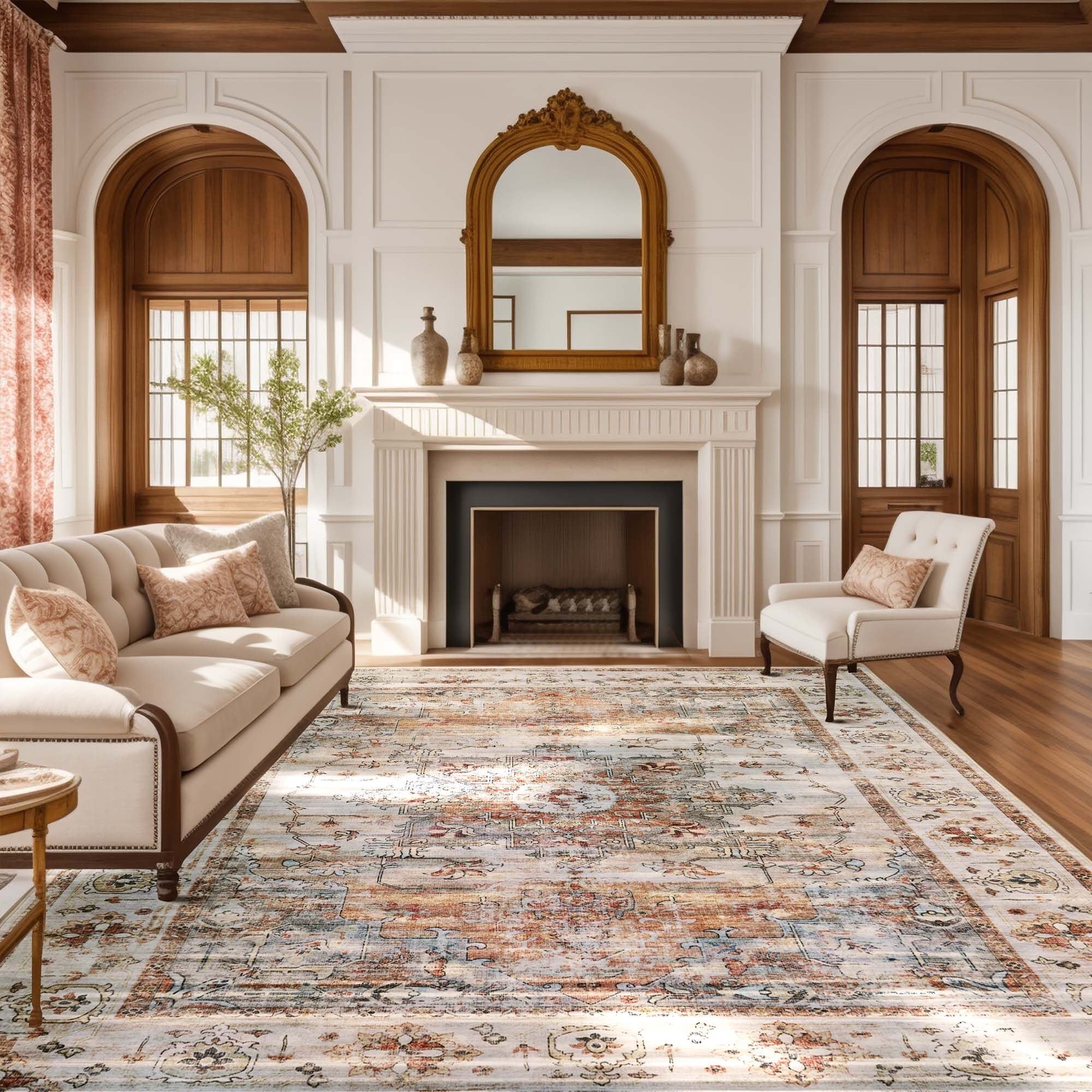 Ofoor 9'x12' Easy Clean, Thin Indoor Area Rug for Living Room, Non-Slip ...