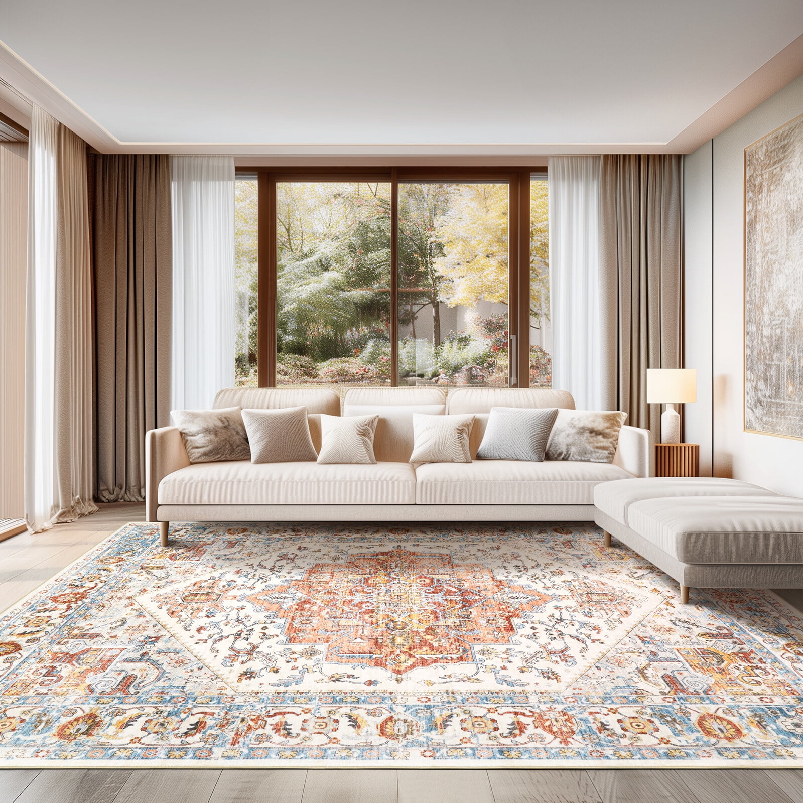 Ofoor Area Rugs for Living Room 9'x12' Washable Rugs Retro Large Area ...