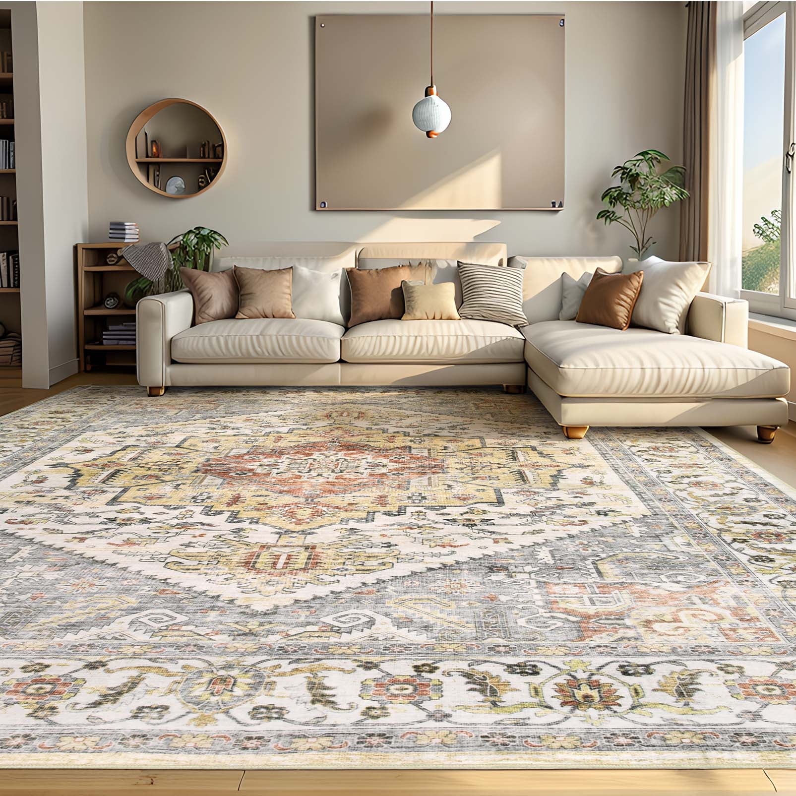 Ofoor Area Rugs for Living Room 9'x12' Washable Rugs Retro Large Area ...