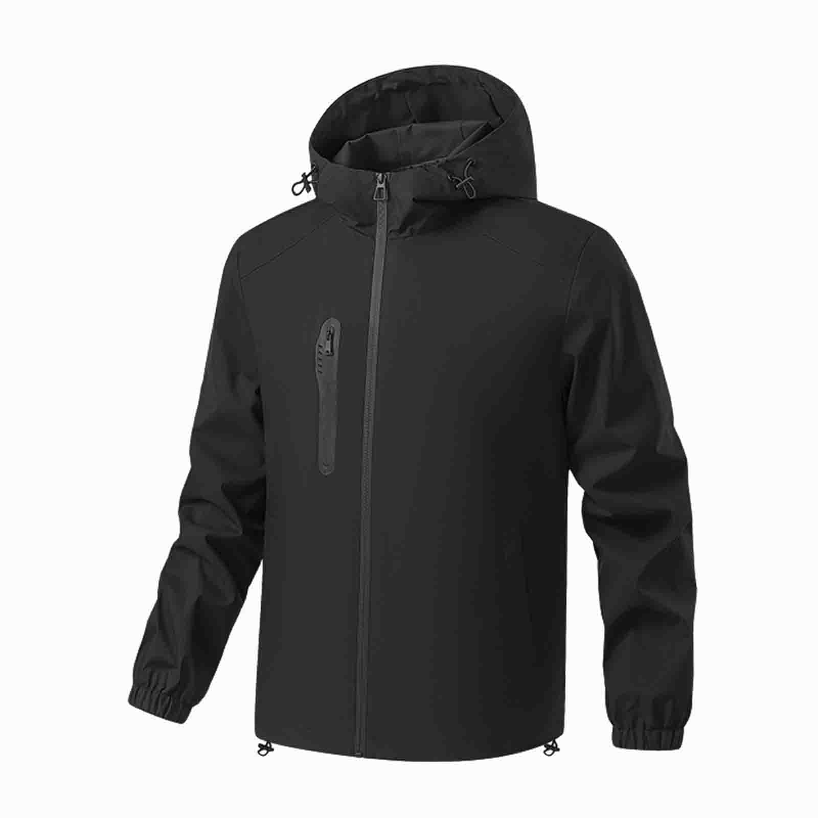 Ofreoo Men's Multiple Pockets Solid Color Simplicity Fashion Hooded ...