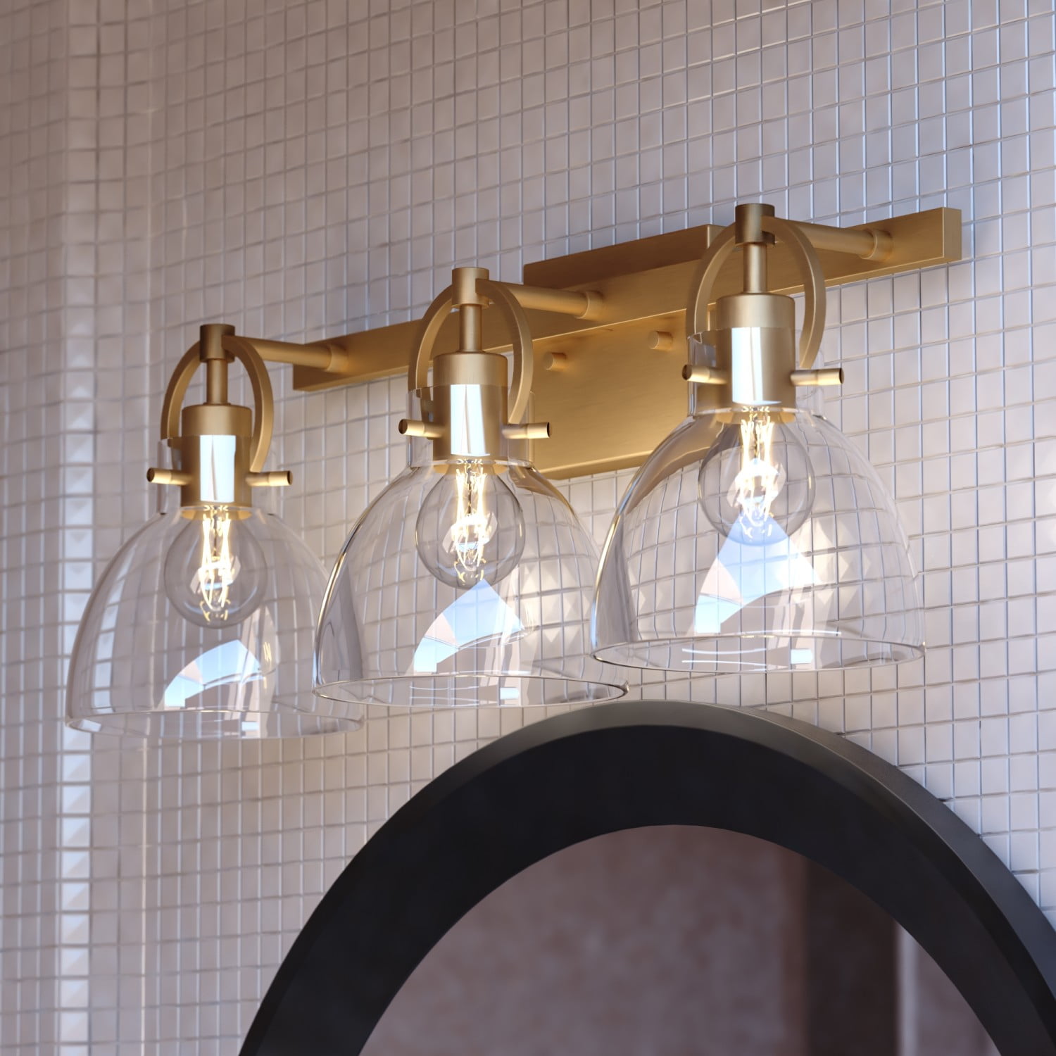 Ogden 3 Light Classic Gold Brass Contemporary Bathroom Vanity Fixture ...