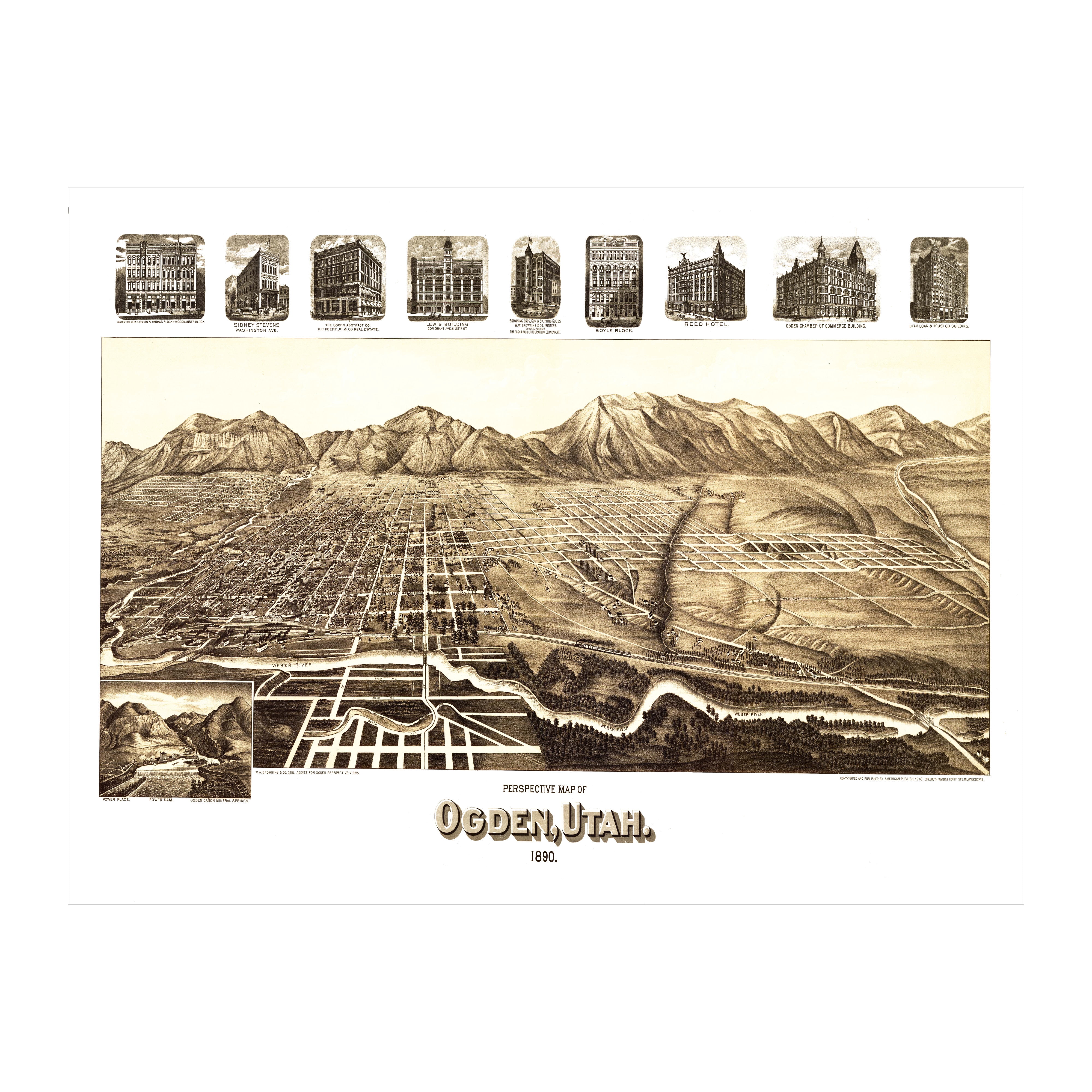 Ogden Art, 1890 Vintage Map of Ogden Utah, UT History Wall Decor Gift ...