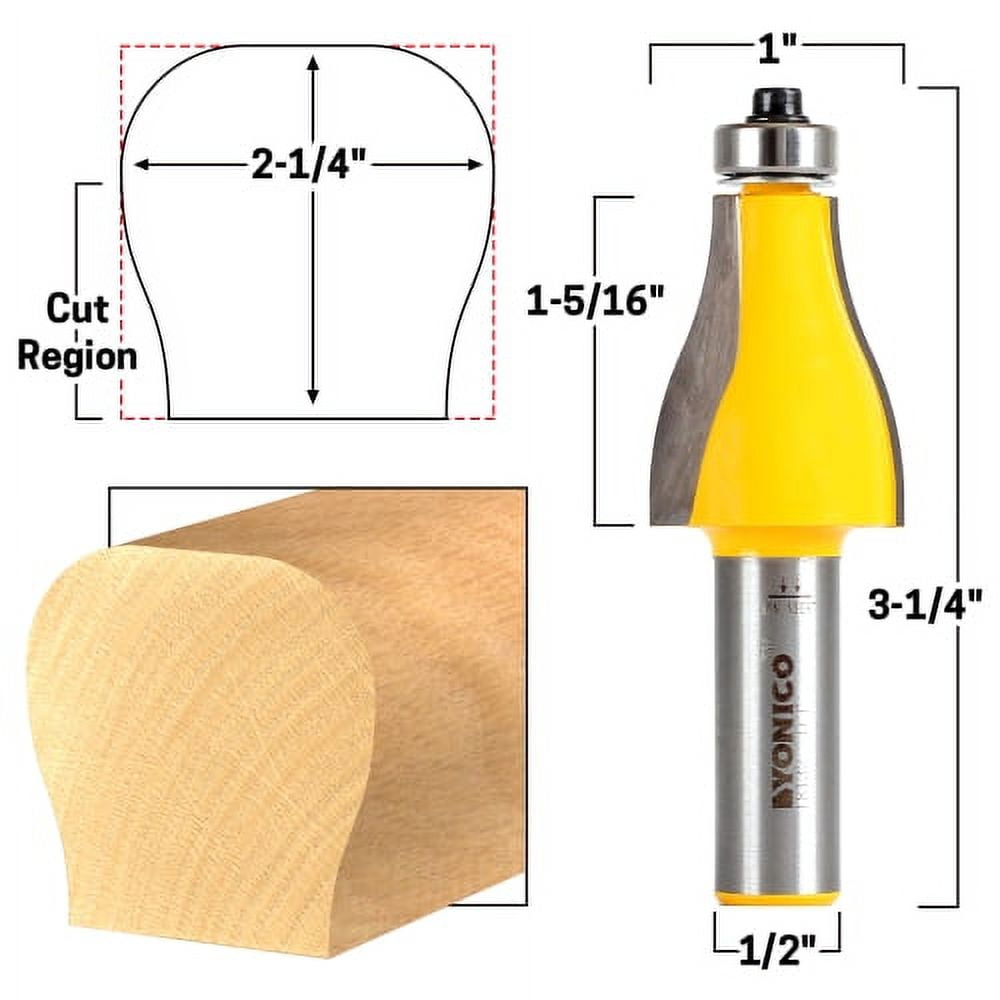 Ogee Handrail Router Bit - 1/2" Shank - Yonico 18132 - Walmart.com