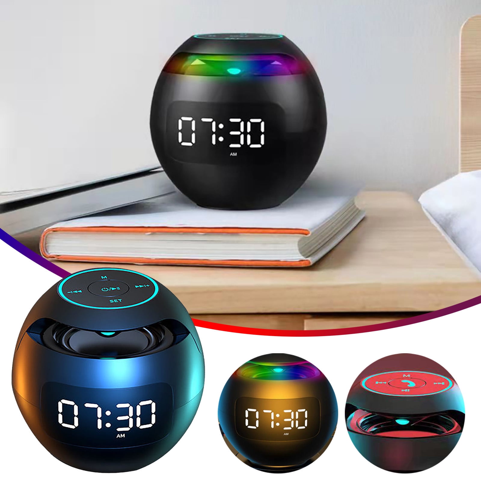 Oggfader Alarm Clocks with Large Numbers Wireless Bluetooth Speaker ...