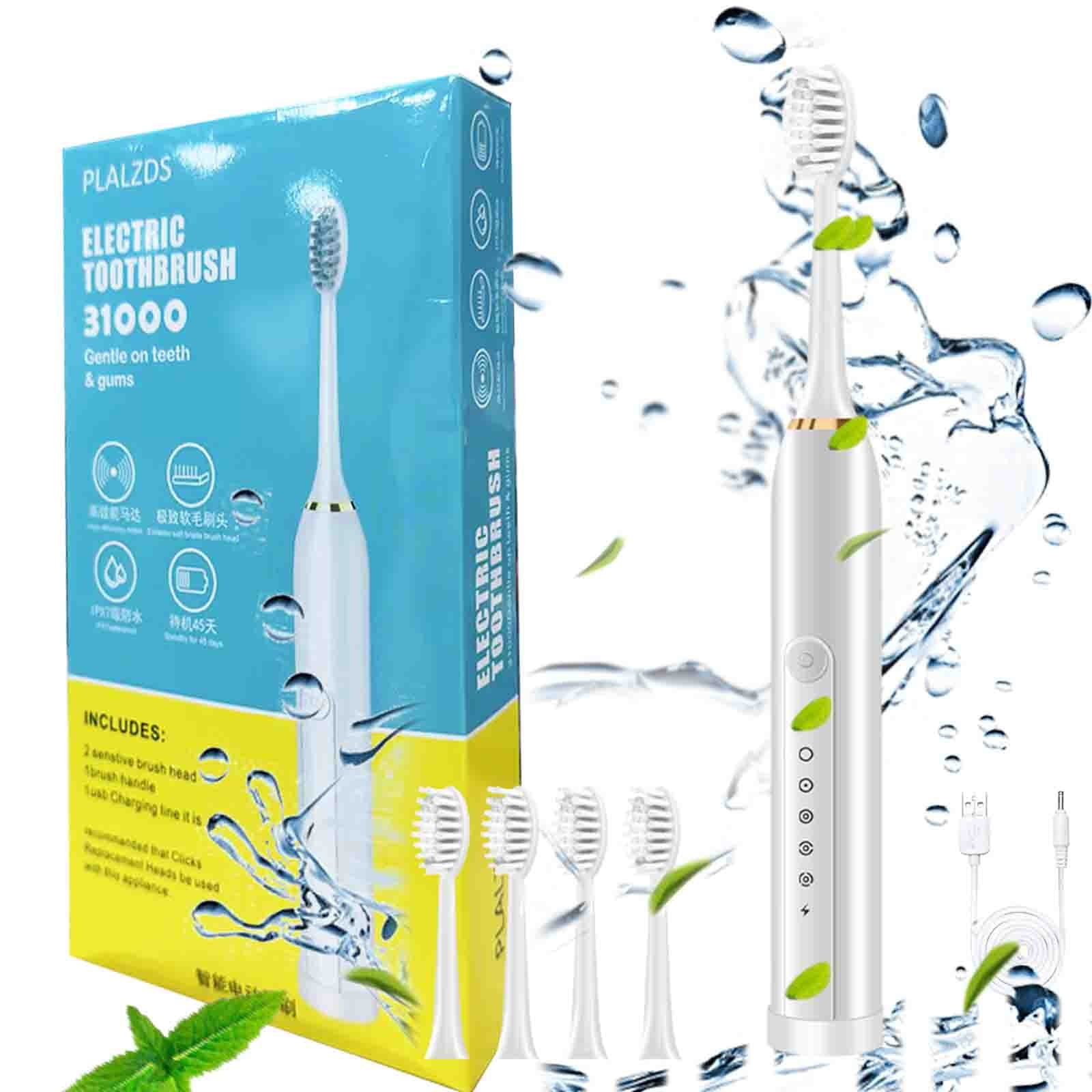 Oggfader Electric Toothbrush Medium With 4 Brush Heads Adults 6 Cleaning Modes Smart 20-speed ...