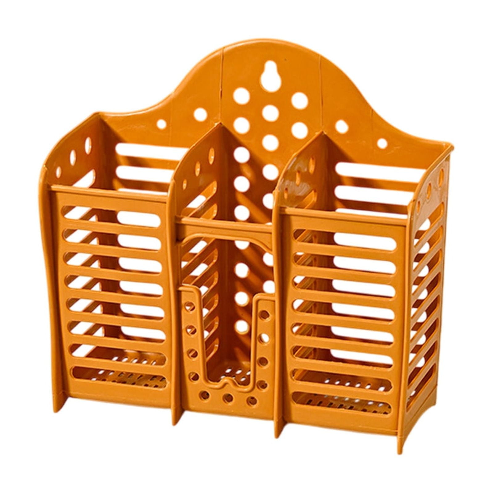 Oggfader Orange Plastic Utensil Drainer - Wall Mounted Kitchen Cutlery ...