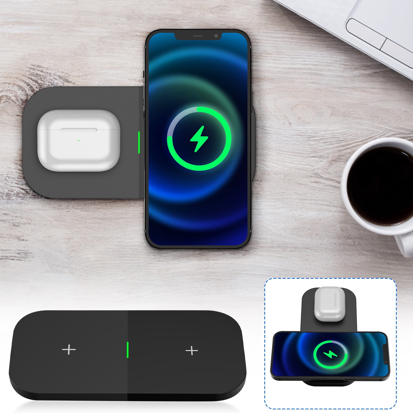 Oggfader Wireless Charger Stand 15W Fast Wireless Charger For 2 in 1 ...