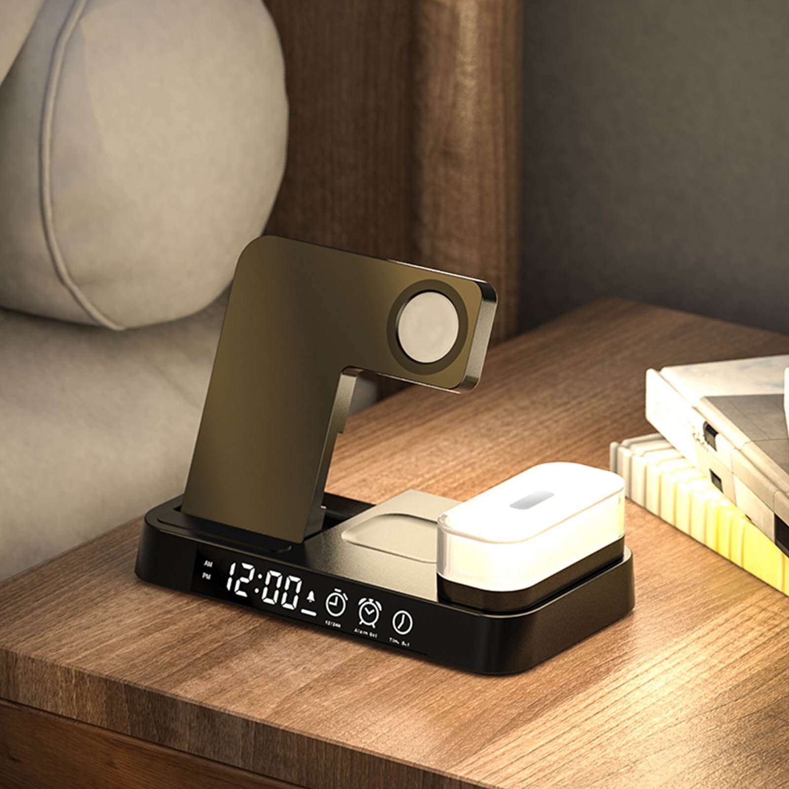 Oggfader Wireless Charger Stand Alarm Clock RGB Night Wireless Charging ...