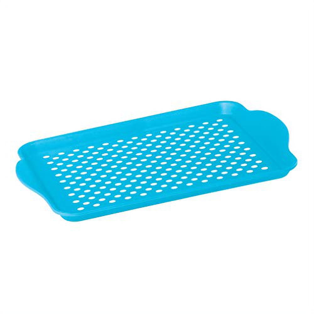 Oggi Rectangle Non Skid Rubber Grip Serving Tray, Aqua - Walmart.com