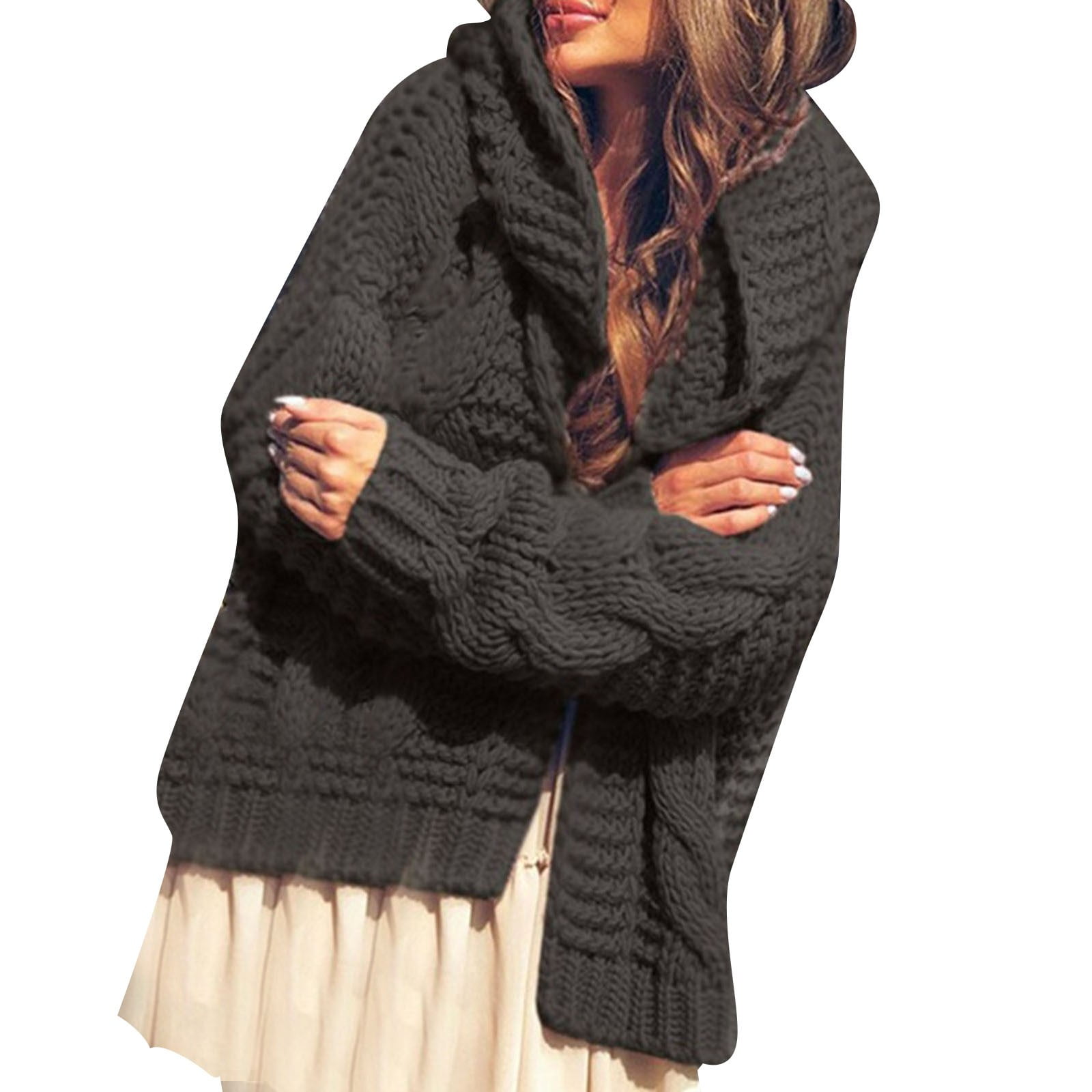 Ogiraw Black Cardigan for Women Women's Autumn and Winter Heavy Needle ...