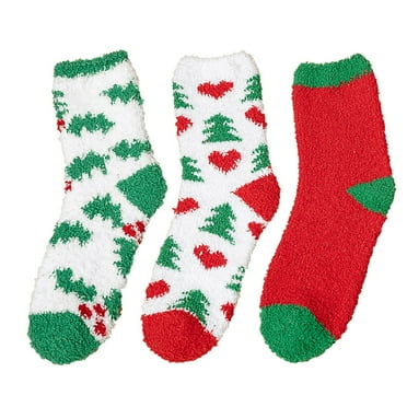Christmas Fuzzy Cozy Socks for Women Fluffy Plush Warm Fun Colorful ...