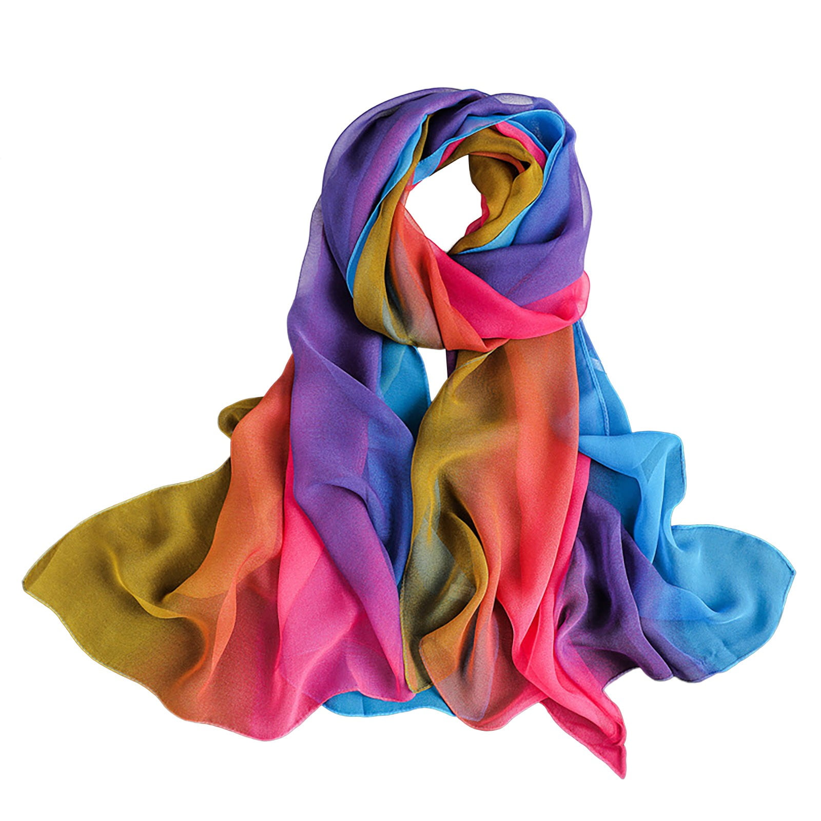 Ogiraw Scarf For Women Silk Scarves Gradual Color Temperament Scarf ...