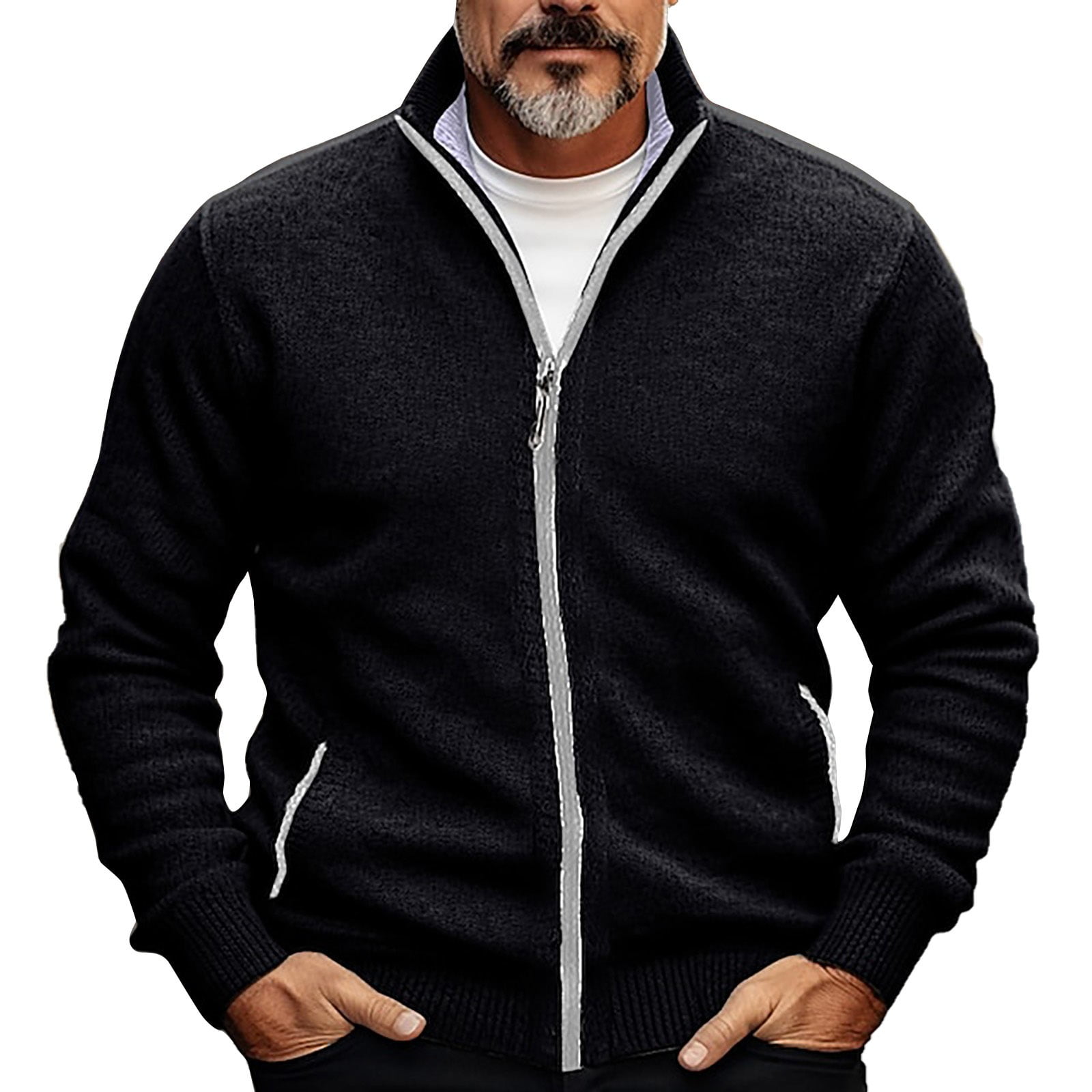 Ogiraw Tops for Men Jackets for Men Men's Cardigan Sweater Zip Sweater ...