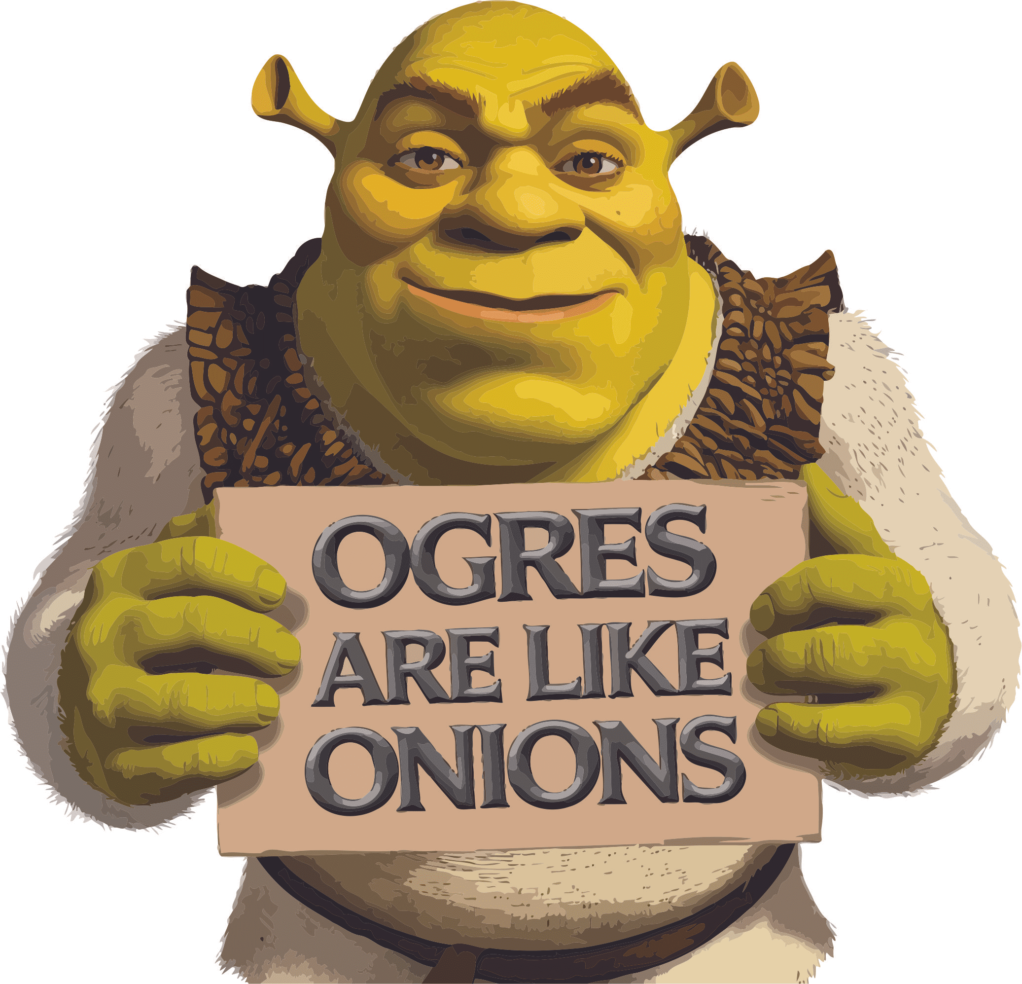 Ogres Are Like Onions Green Ogre Cartoon Character Childrens Show Funny ...