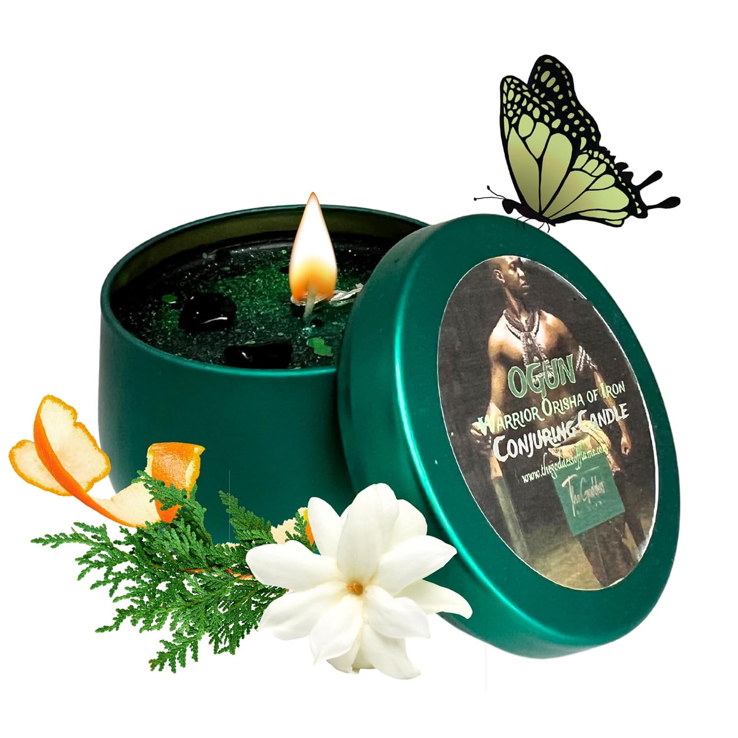 Ogun Warrior Orisha of Iron Spiritual Offering Candle (Large Tin (16oz ...