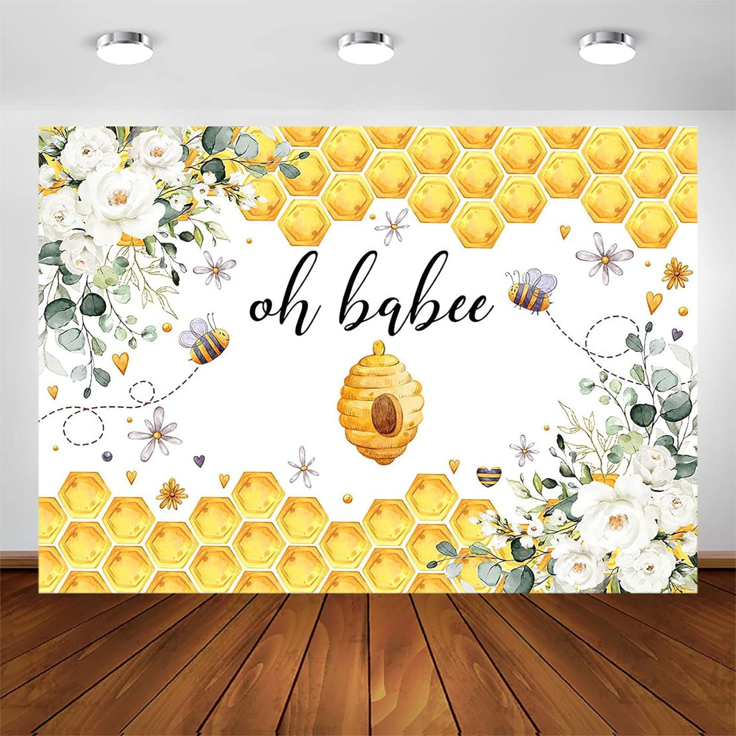 Oh Babee Backdrop Bee Baby Shower Party Backdrops Bee Themed Baby ...