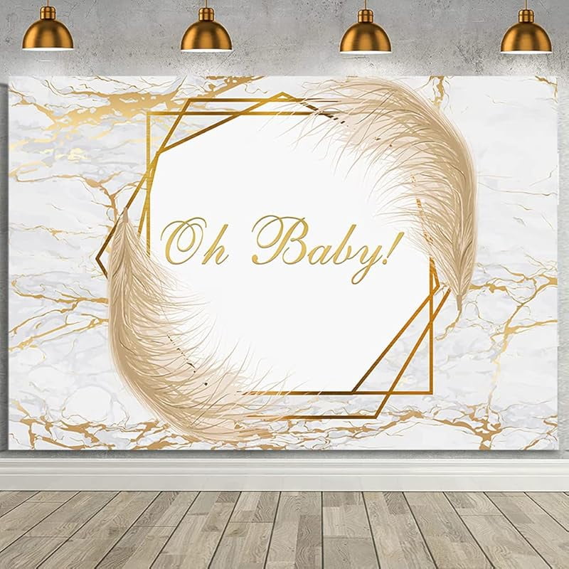 Oh Baby Backdrop Baby Shower Backdrop Background Grey Gold Marble Oh ...