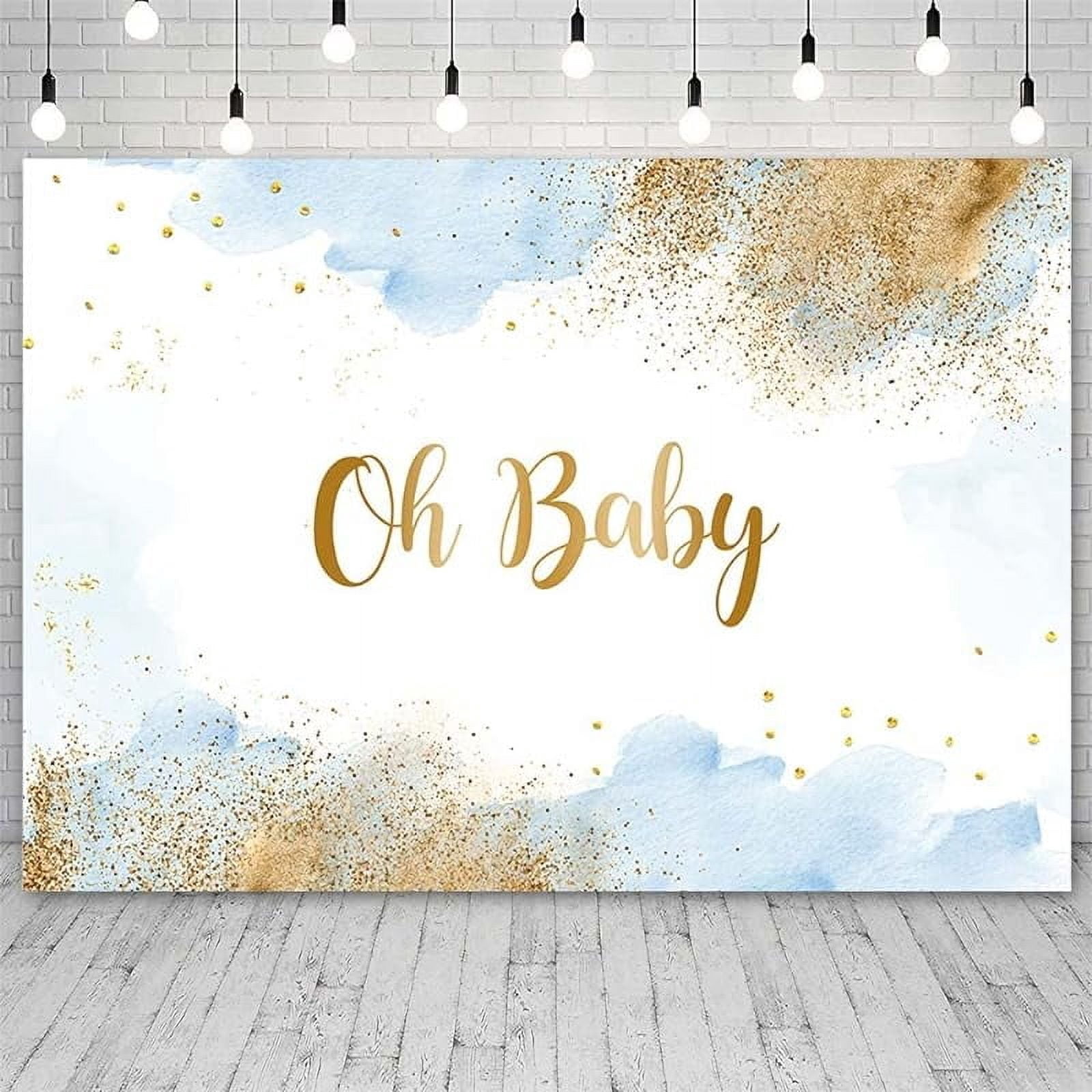 Oh Baby Backdrop for Boys Watercolor Pastel Photography Background Blue ...