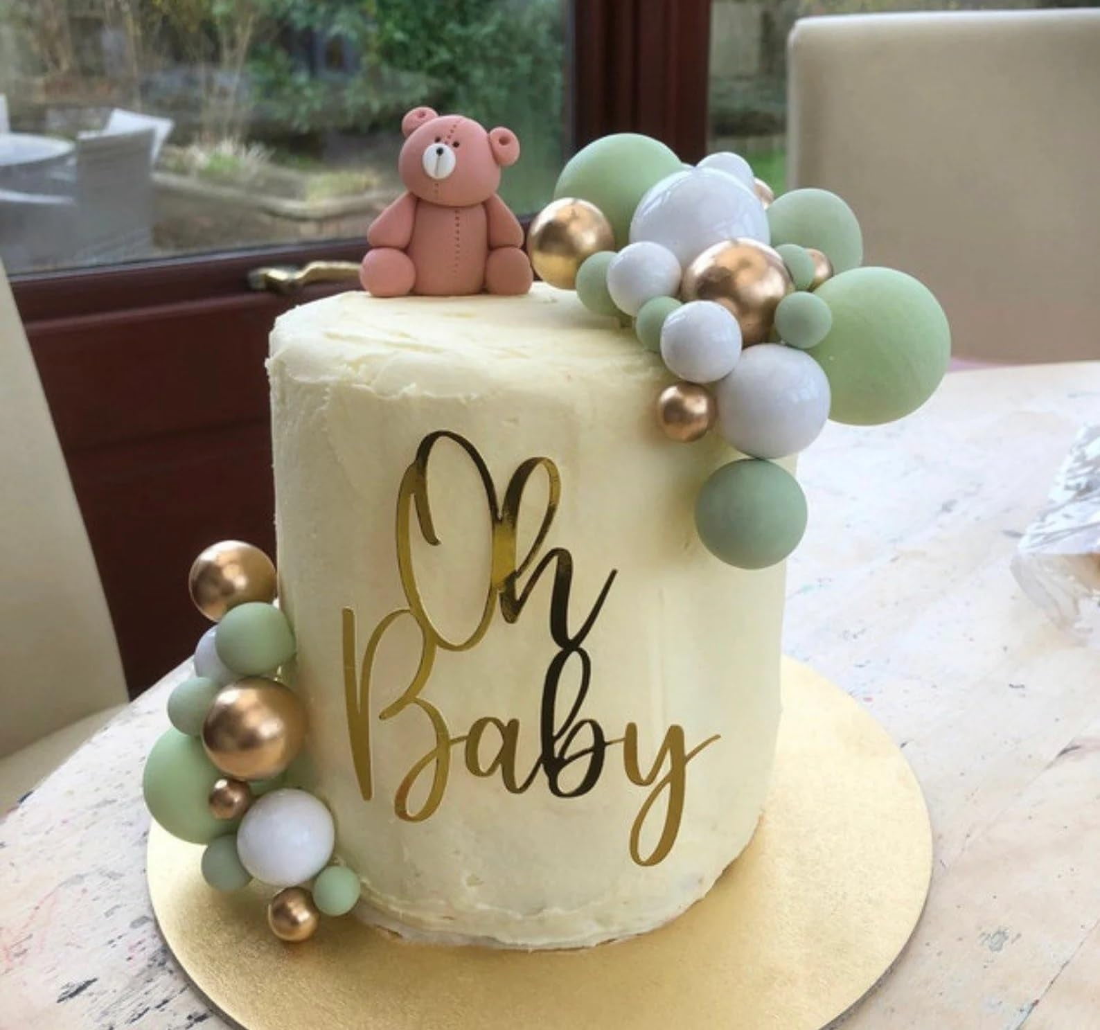 Oh Baby Cake Topper DEF29 - Gold Acrylic Baby Shower Cake Decoration ...